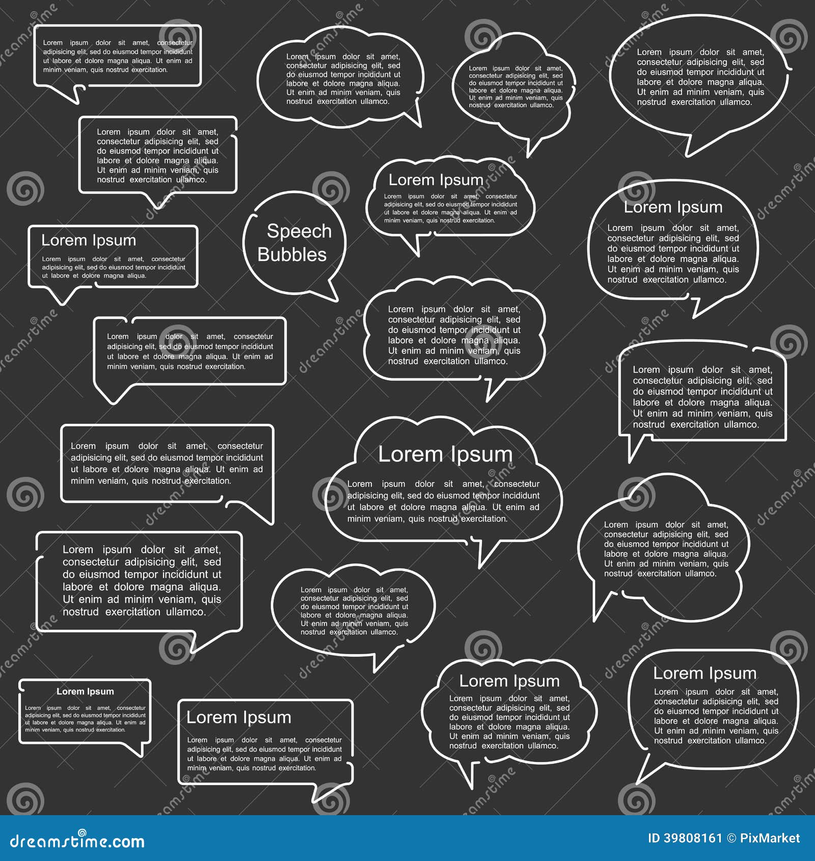 Flat Line Speech Bubbles Collection Stock Vector - Illustration of ...