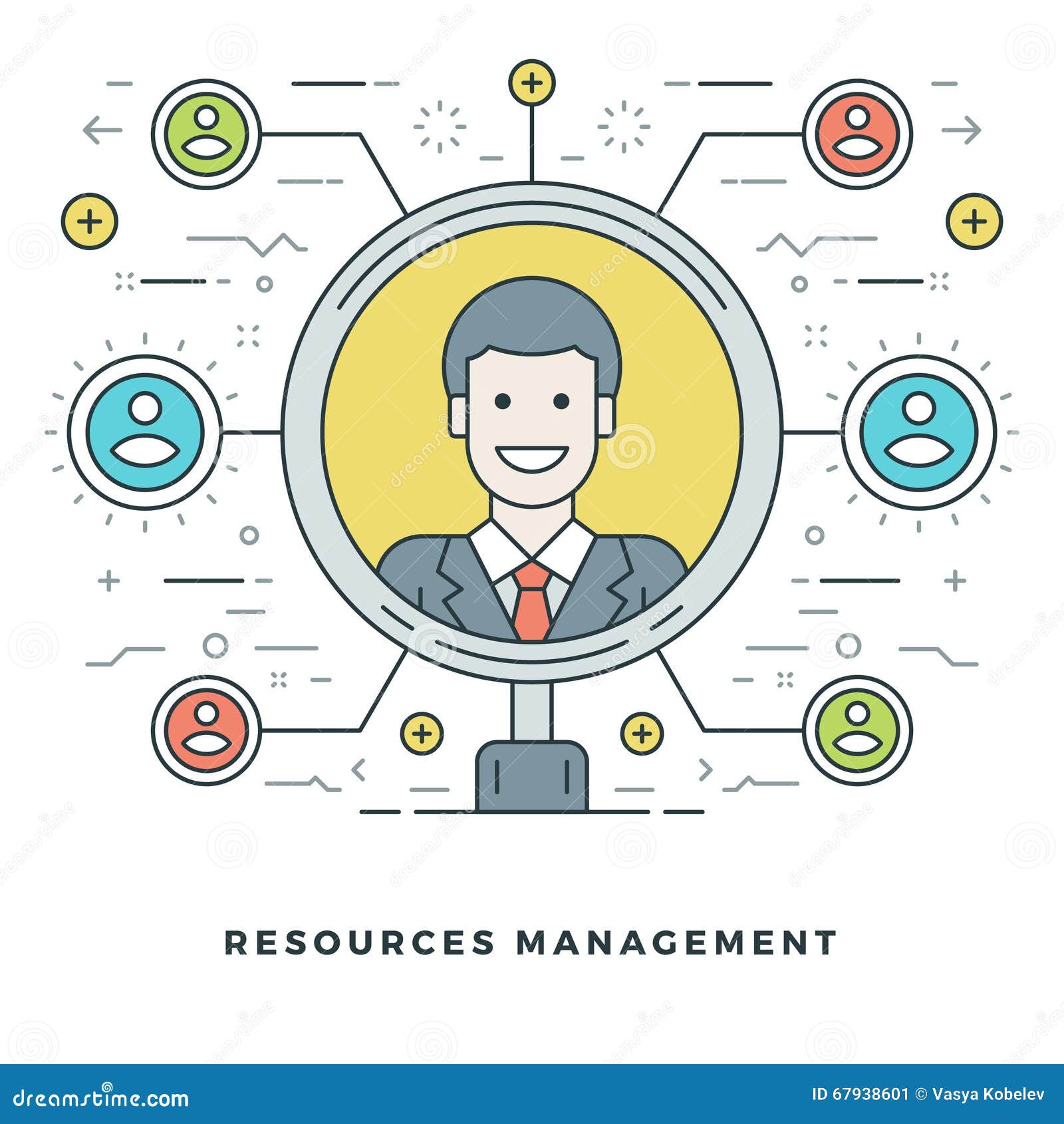 Flat Line Team Building and Resources Management Concept. Vector ...
