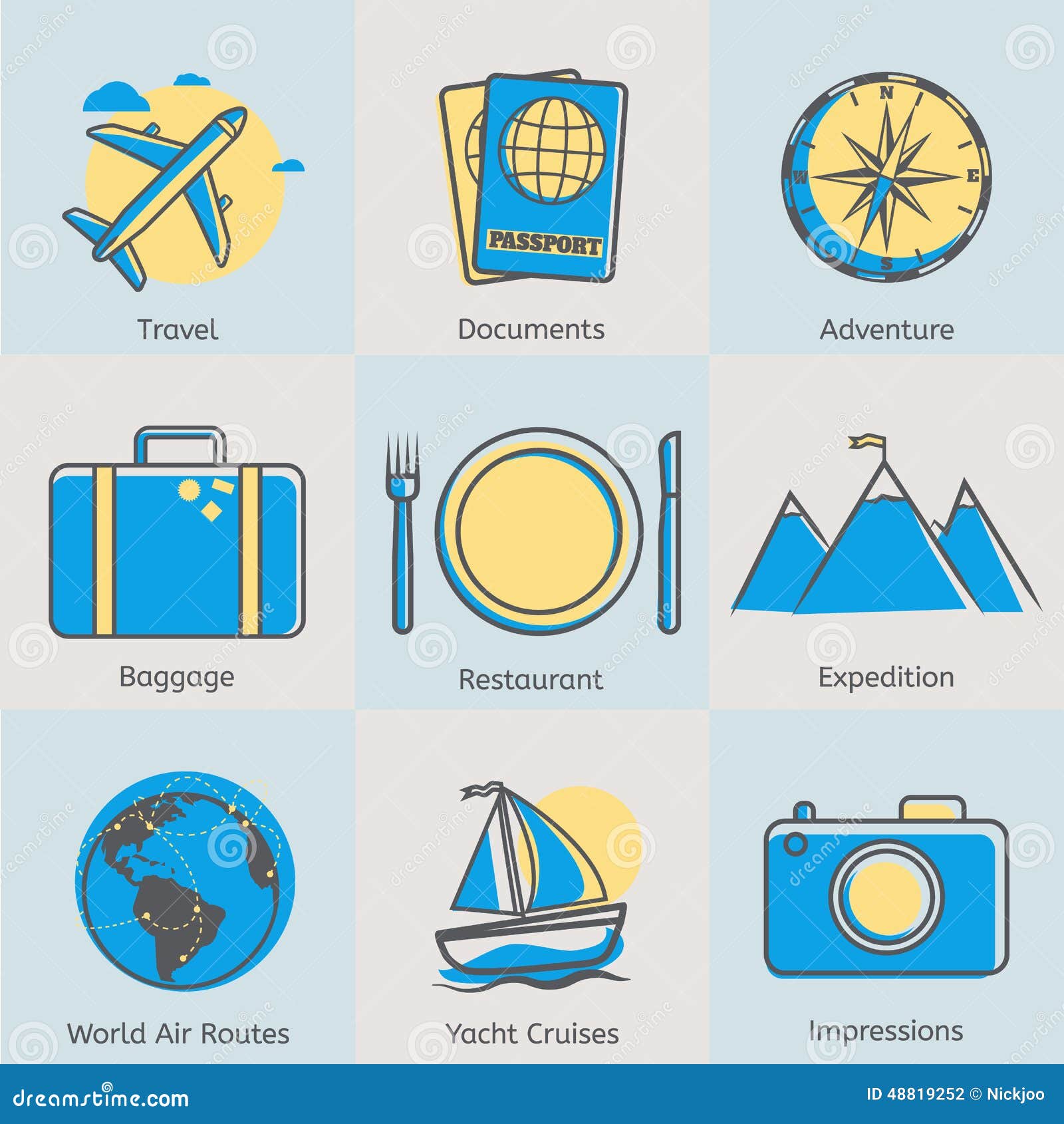Flat Line Tourism Icons Set. Modern Design Style Stock Vector ...
