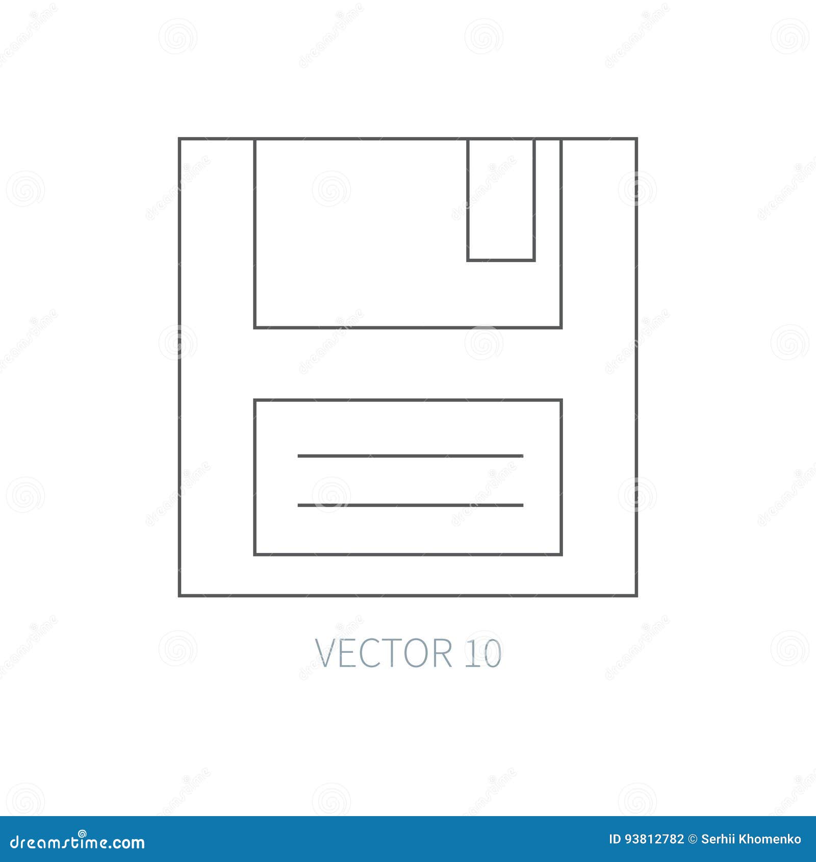 Flat Line Vector Computer Part Icon - Floppy Disk. Cartoon Style ...