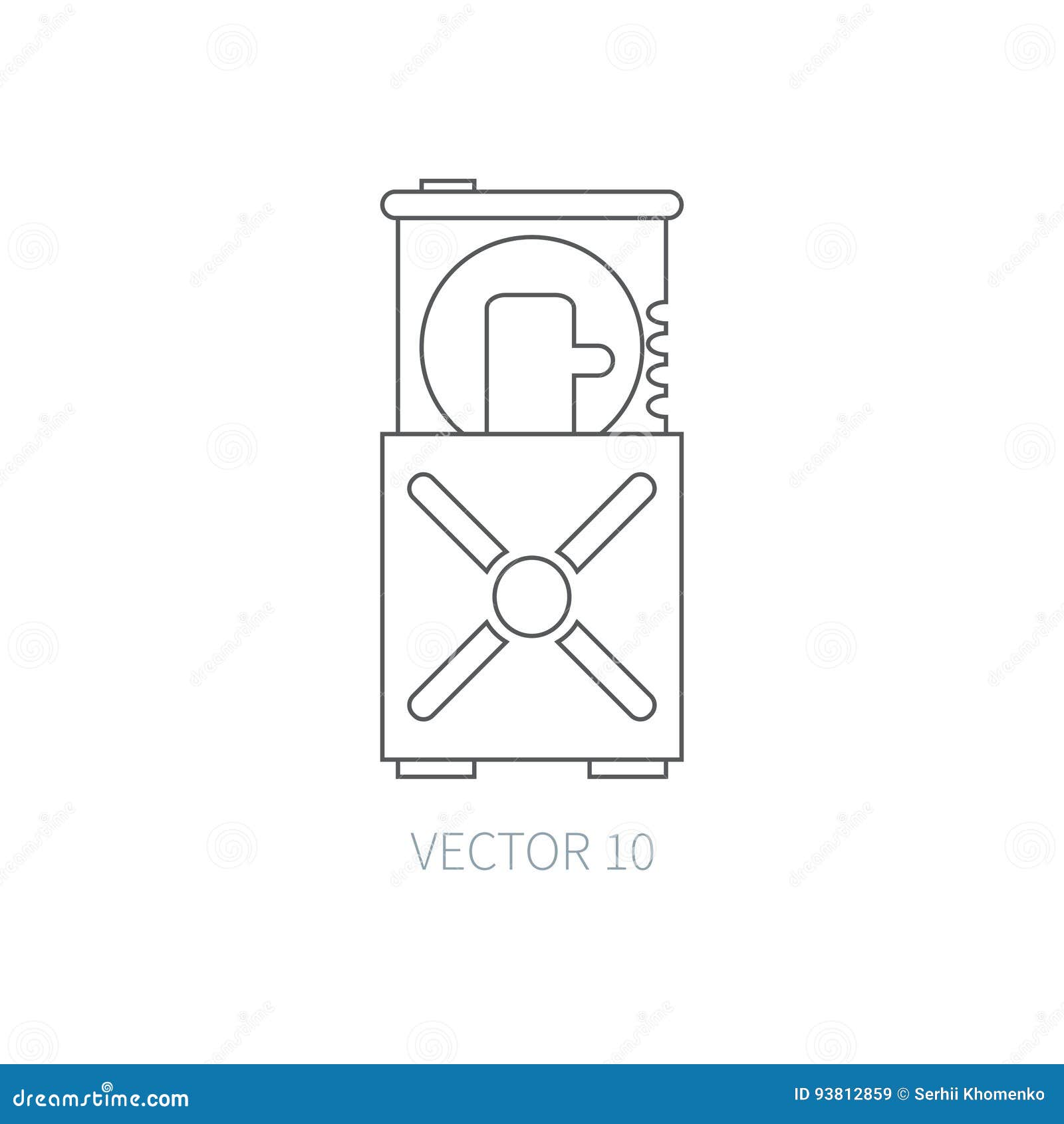 Flat Line Vector Computer Part Icon - Optical Drive. Cartoon Style ...