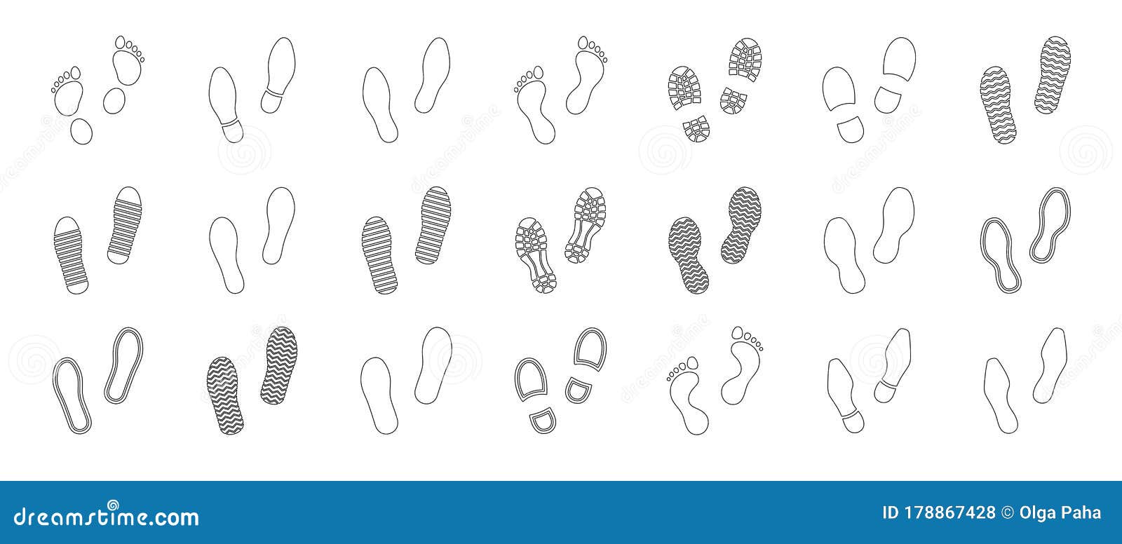 Set Human Footprints Circuites Stock Vector - Illustration of outsole ...