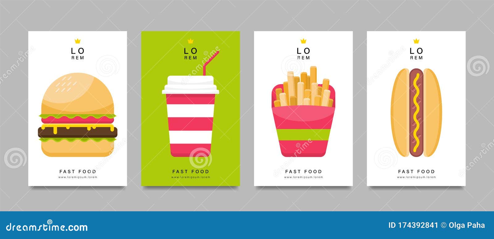 Set Creative Cards Burger Small Stock Vector - Illustration of ...