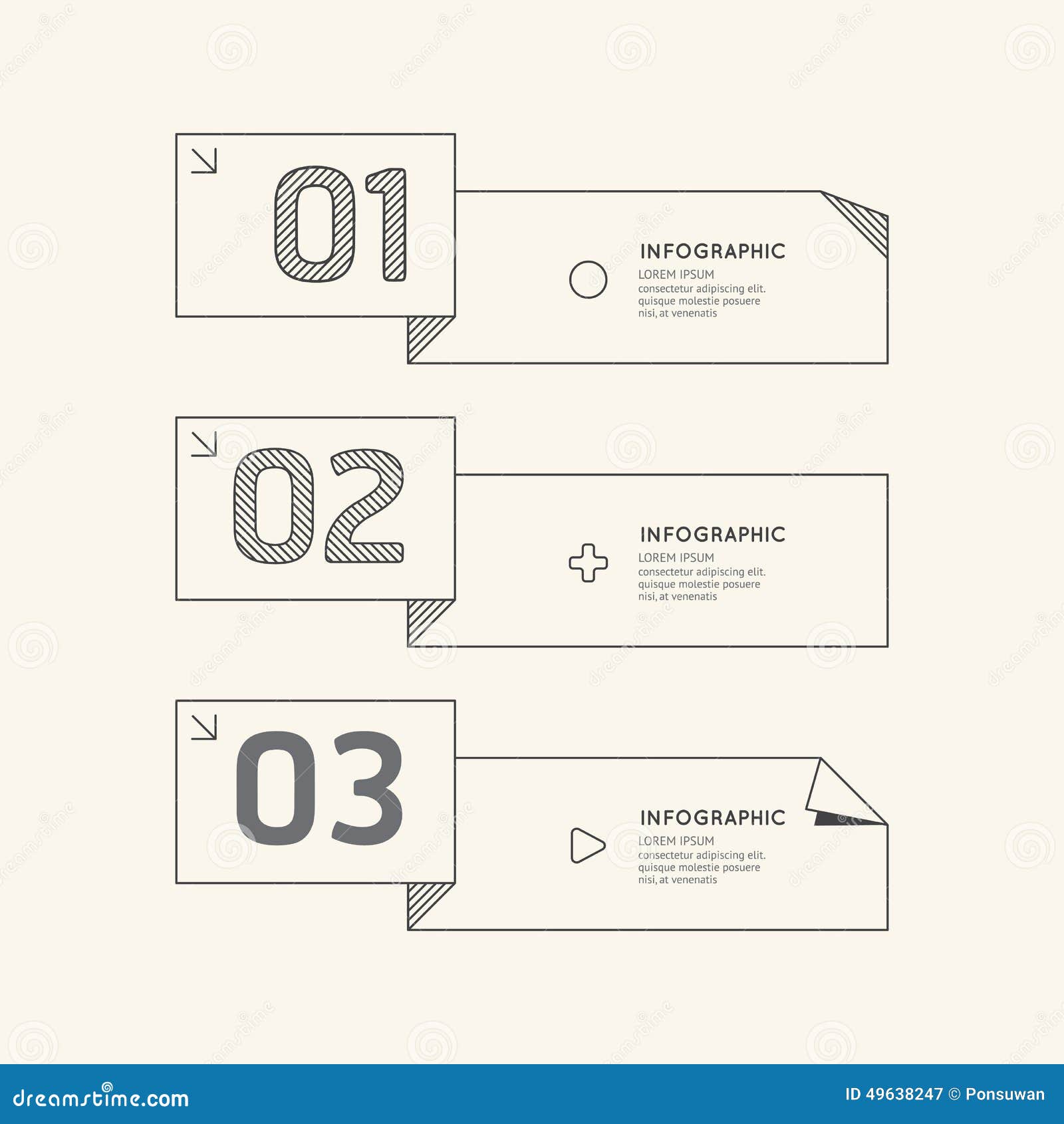 Flat Linear Infographic Number Banner Outline Concept.Vector. Stock ...