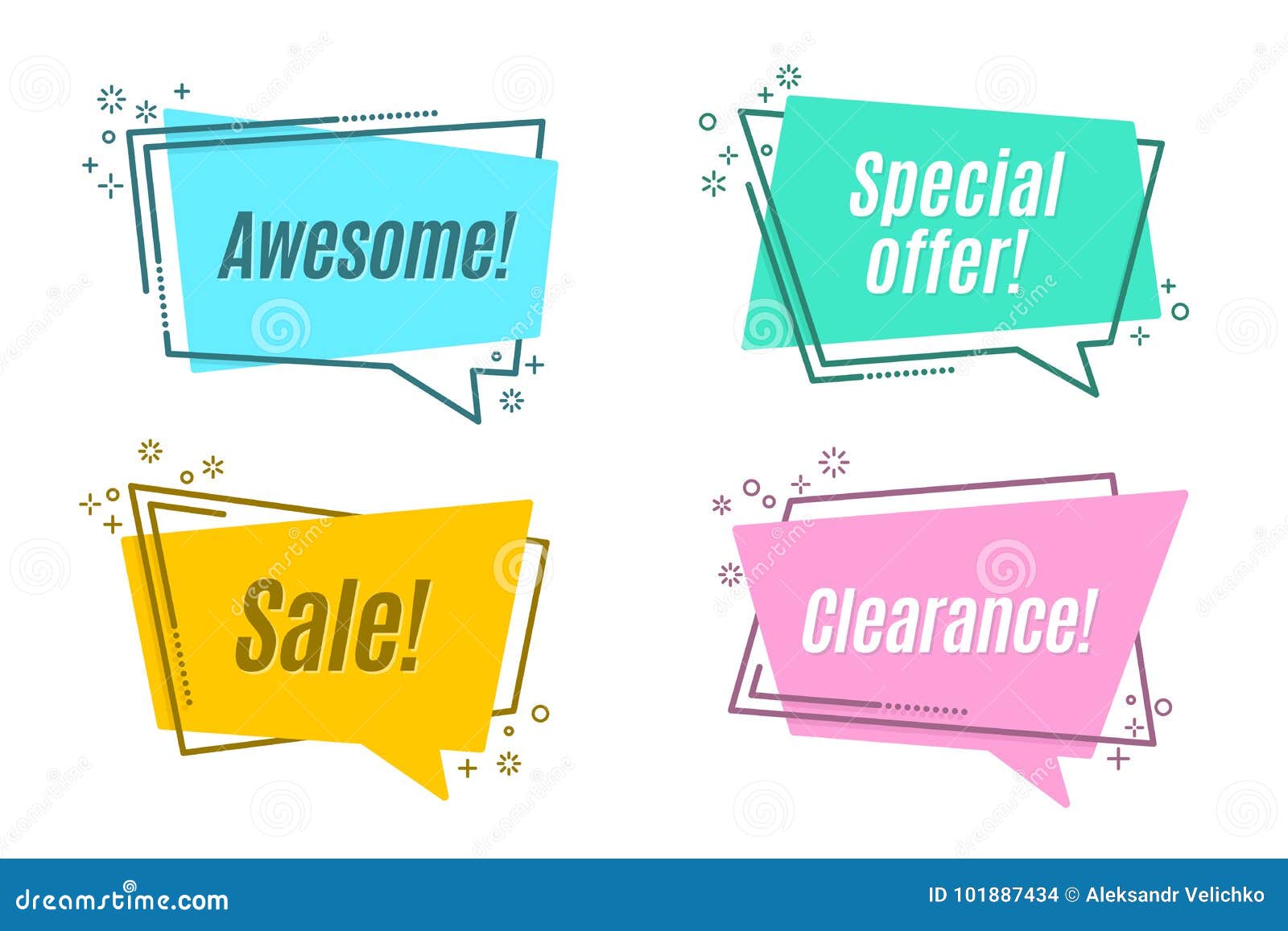 Flat Linear Promotion Sticker, Scroll, Price Tag, Sticker, Badge Stock ...