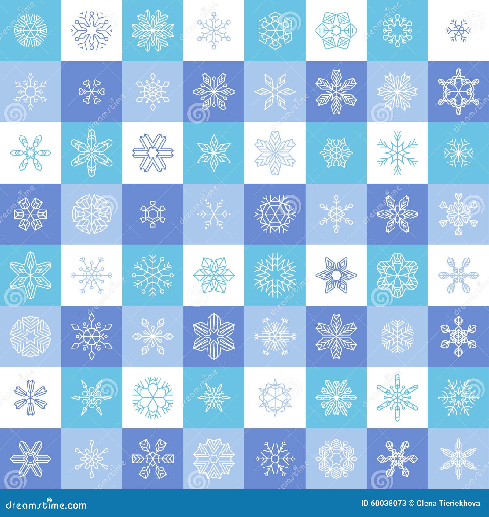 Flat Linear Snowflake Icons. Stock Vector - Illustration of frozen ...