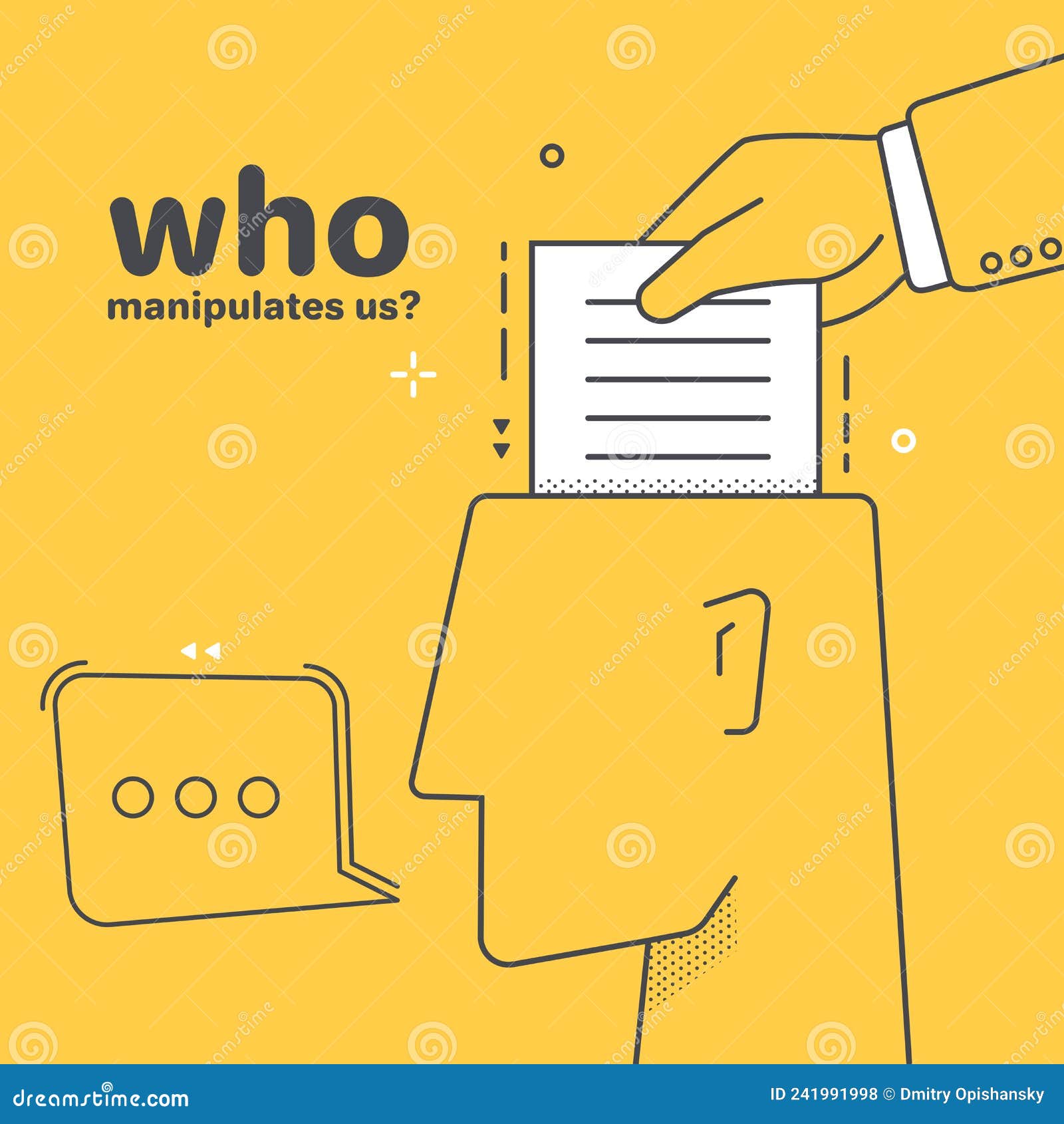 Mind Manipulation. Head Brain Control Silhouette Vector Illustration ...