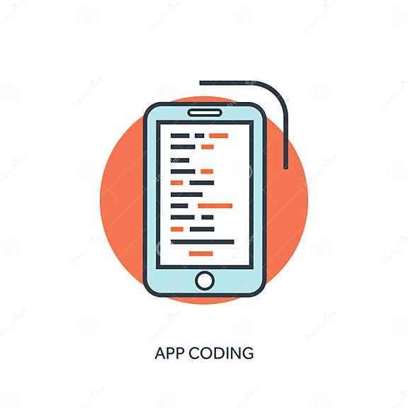 Flat Lined Document with App Code. Coding, Programming. Stock Vector - Illustration of codeing ...