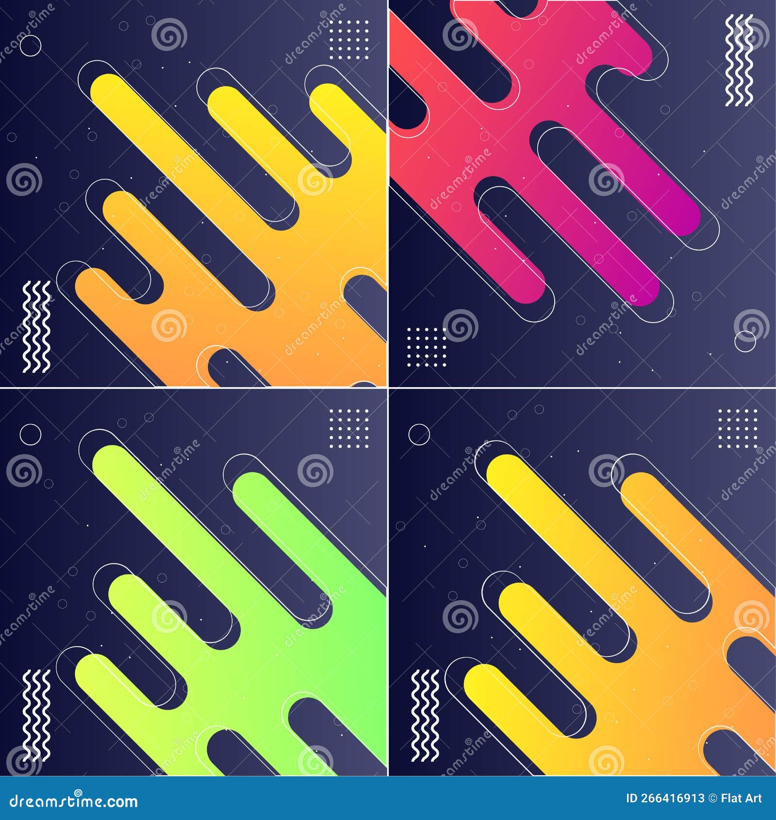 Flat Lines on Blue Backgrounds Pack of 4 Vector Designs Stock Vector ...