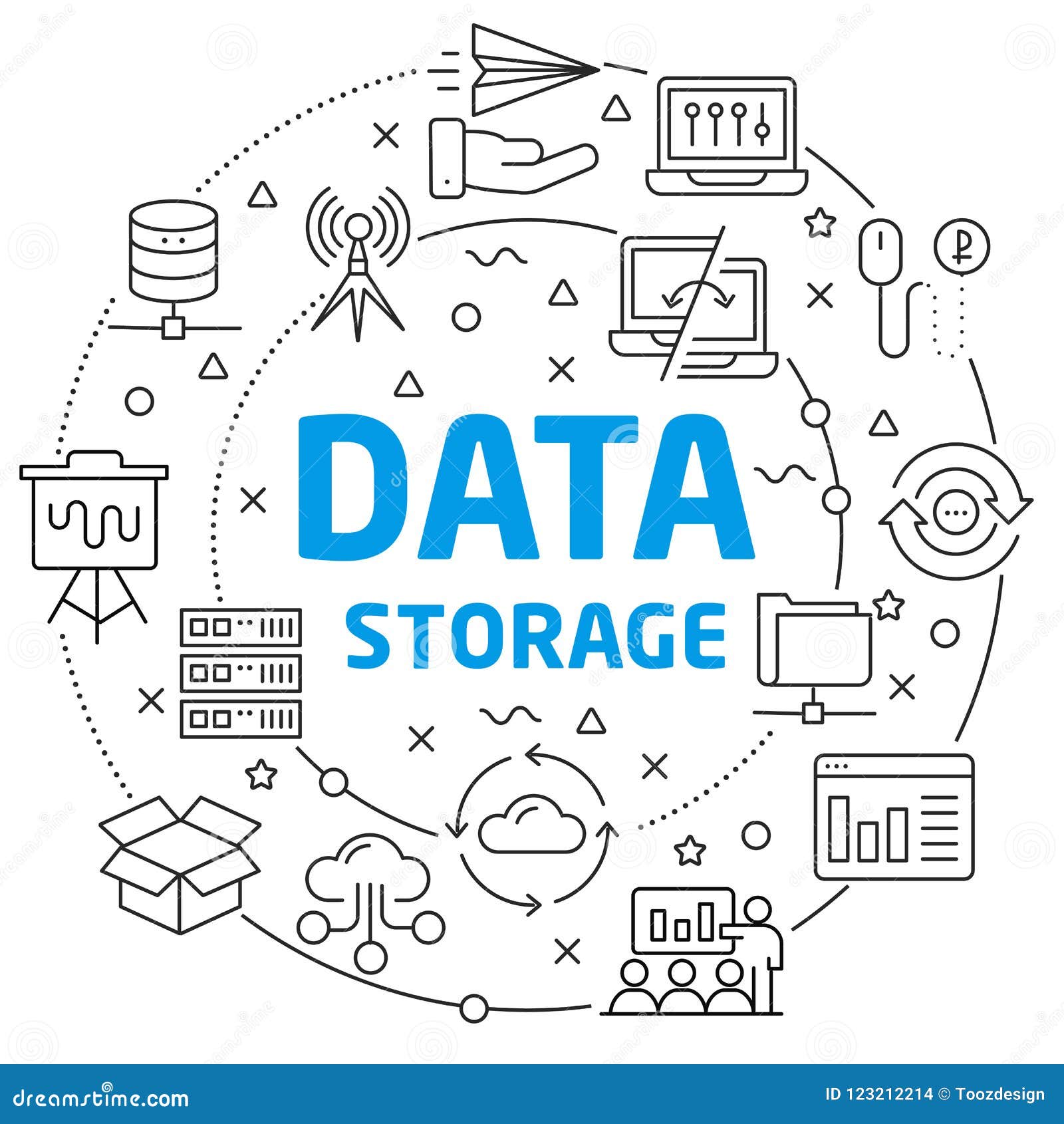 Flat Lines Illustration for Presentation Data Storage Stock Vector ...