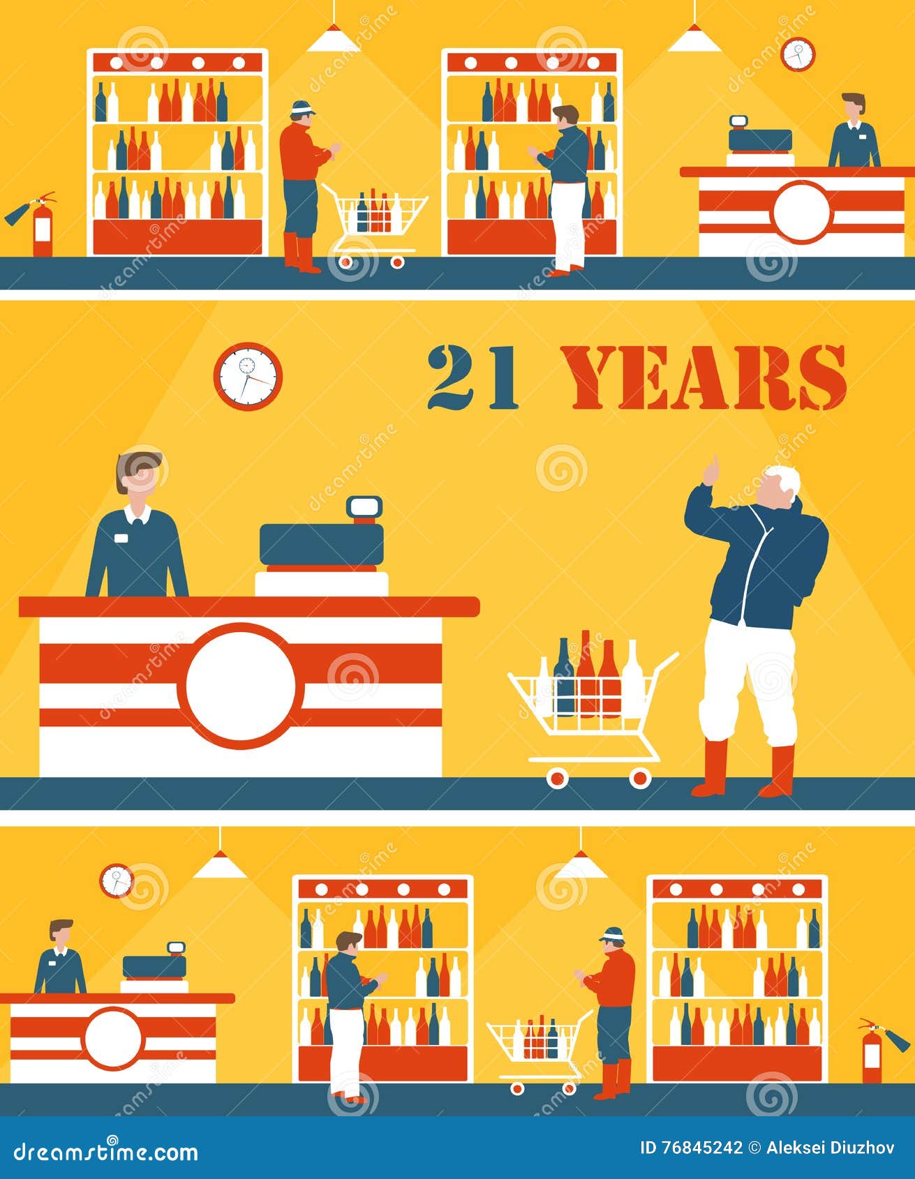 Flat liquor store stock vector. Illustration of isolated - 76845242