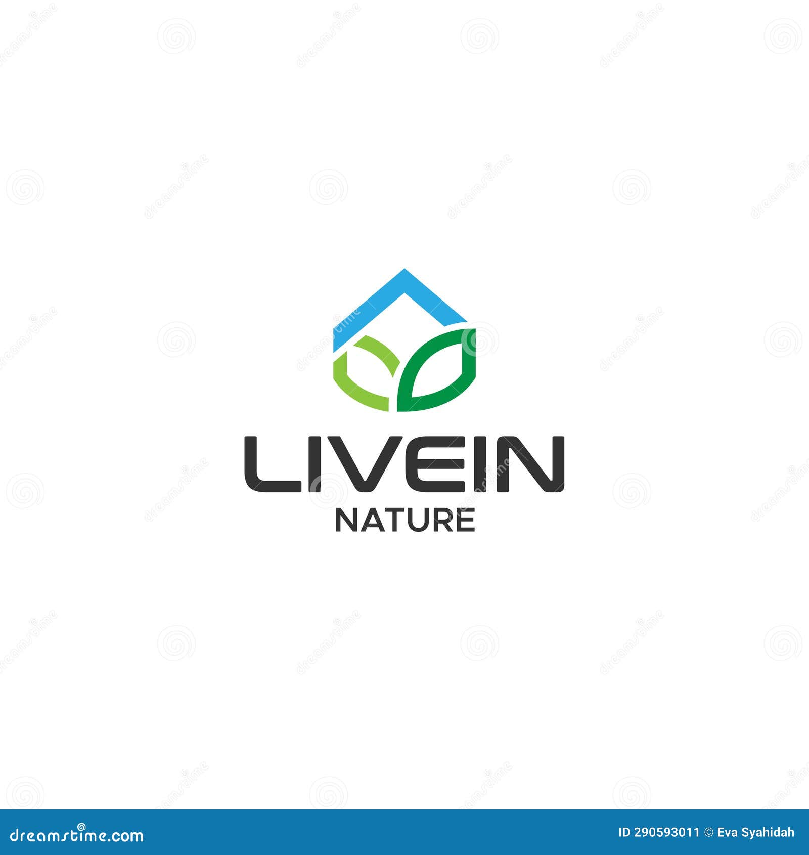 Flat LIVEIN NATURE Flower Leaf Plants Logo Design Stock Vector ...