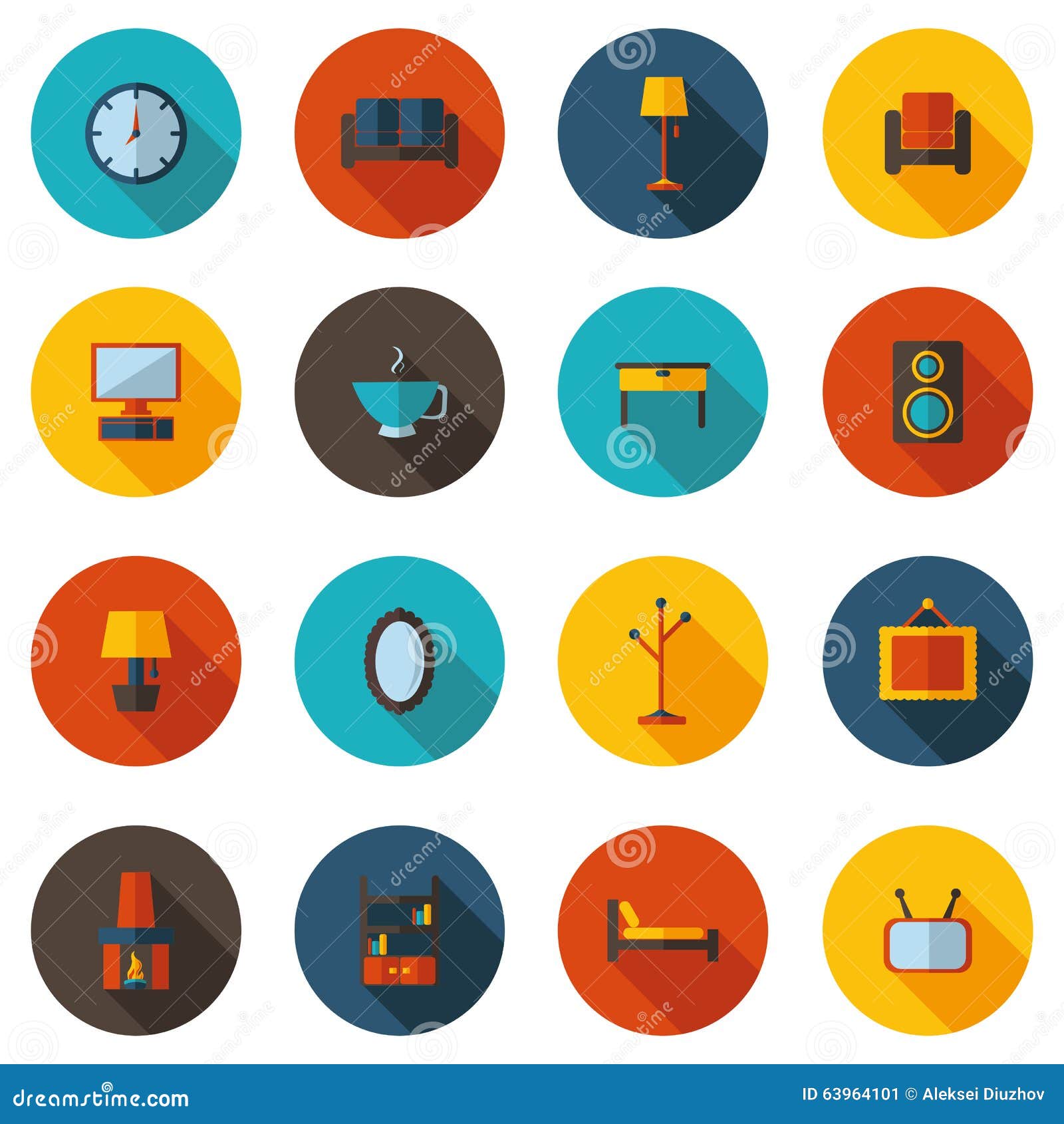 Flat living icons stock illustration. Illustration of icons - 63964101