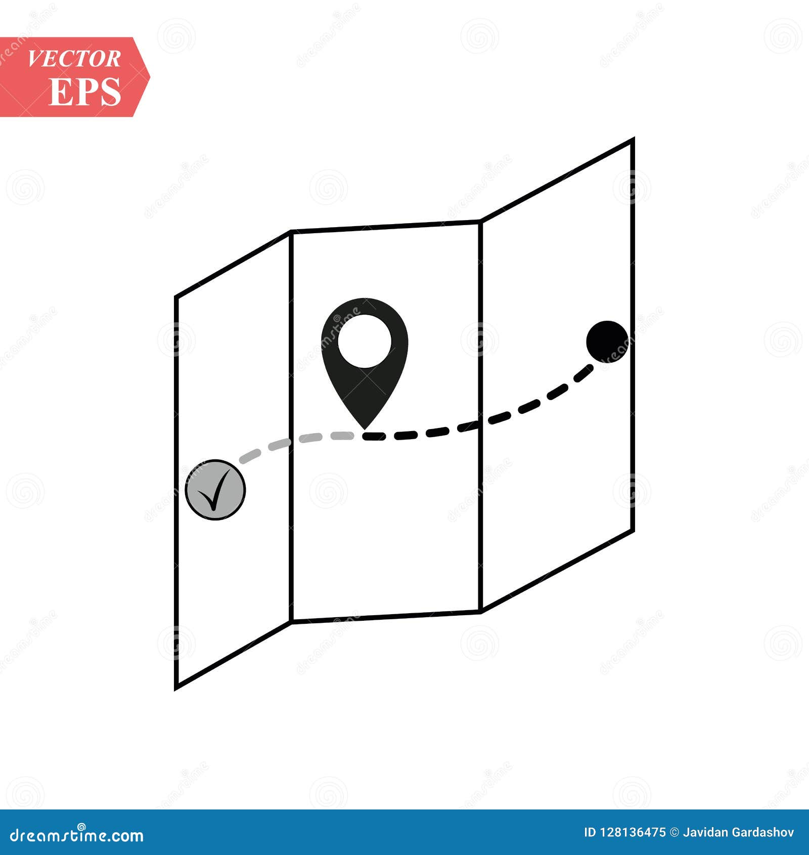 Flat Location Icon, Map Icon. Vector Map With Label Icon. Map With A ...