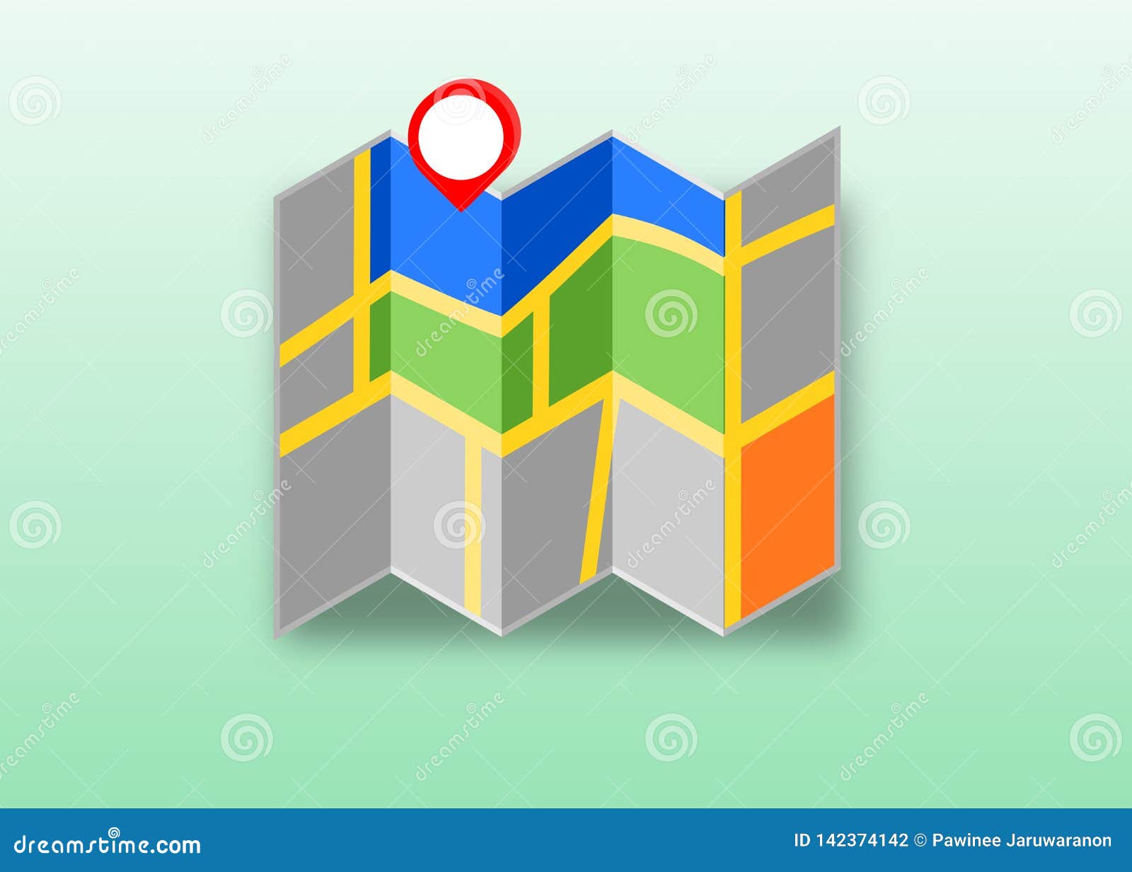 Flat Location Map Design with Marker Icon Vector. Stock Vector ...