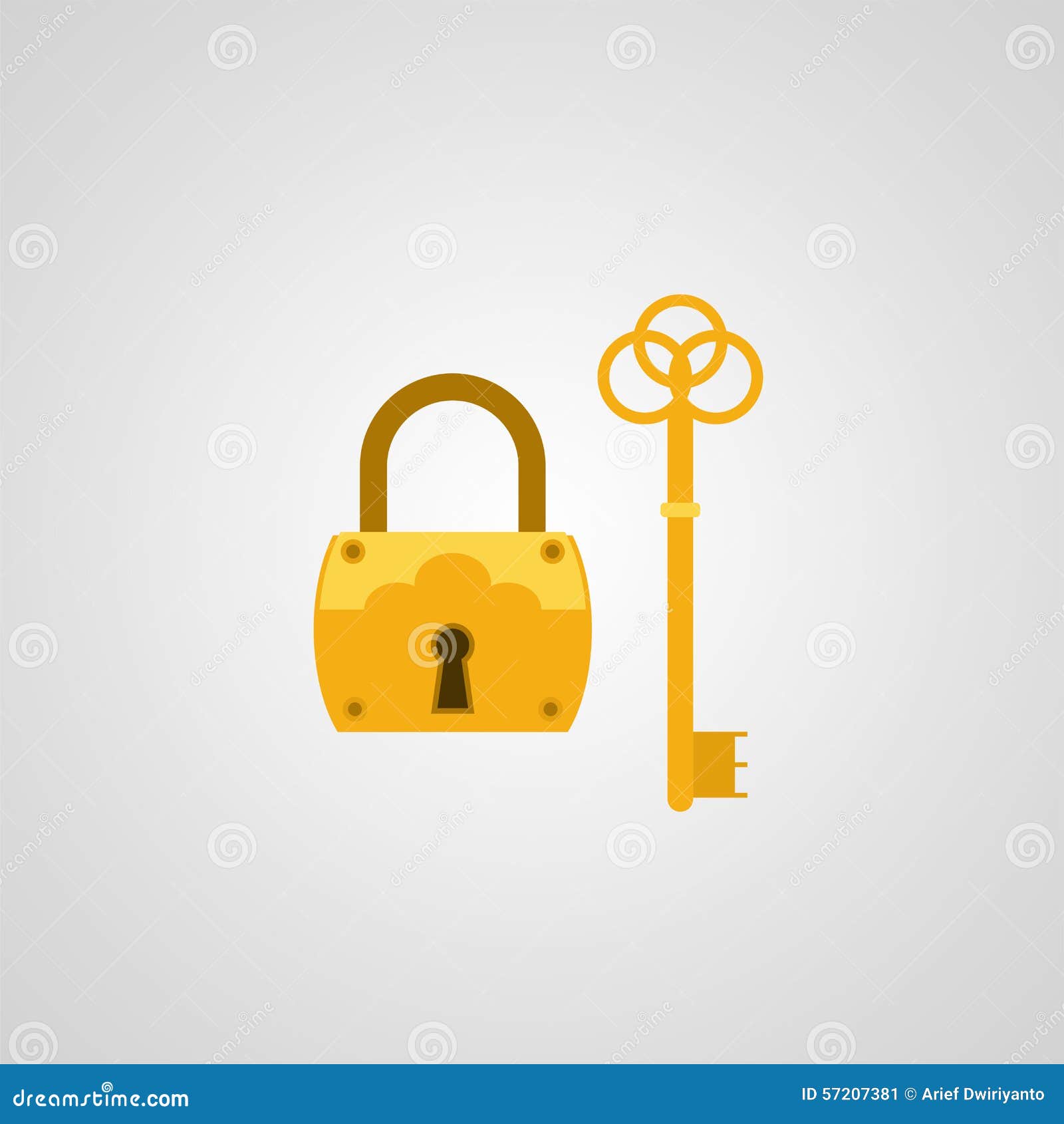Flat lock and key stock vector. Illustration of design - 57207381