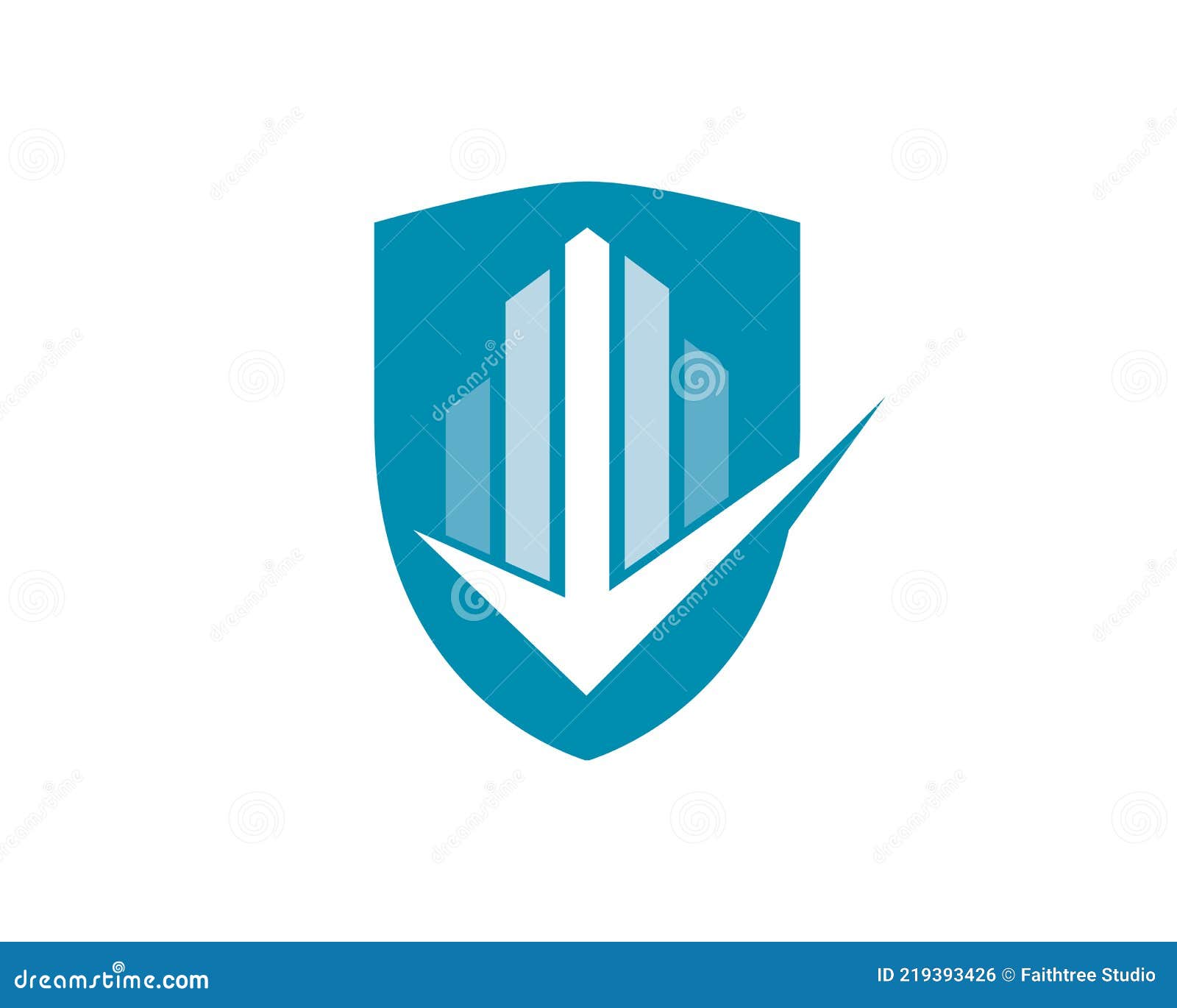 Flat Logo of Building Security in Shield and Checkmark Stock Vector ...