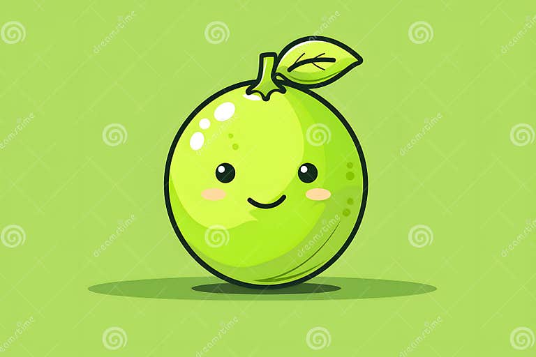 Flat Logo Illustration of a Cute Lime, Isolated on Plain, Simple ...