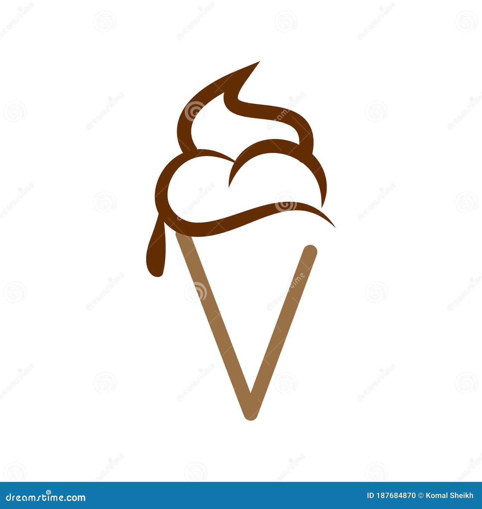 Flat Logo Minimal Ice Cream Icon Stock Vector - Illustration of logo ...