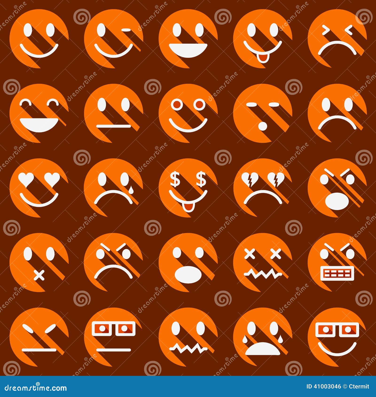 Flat longshadow smiley stock vector. Illustration of flat - 41003046