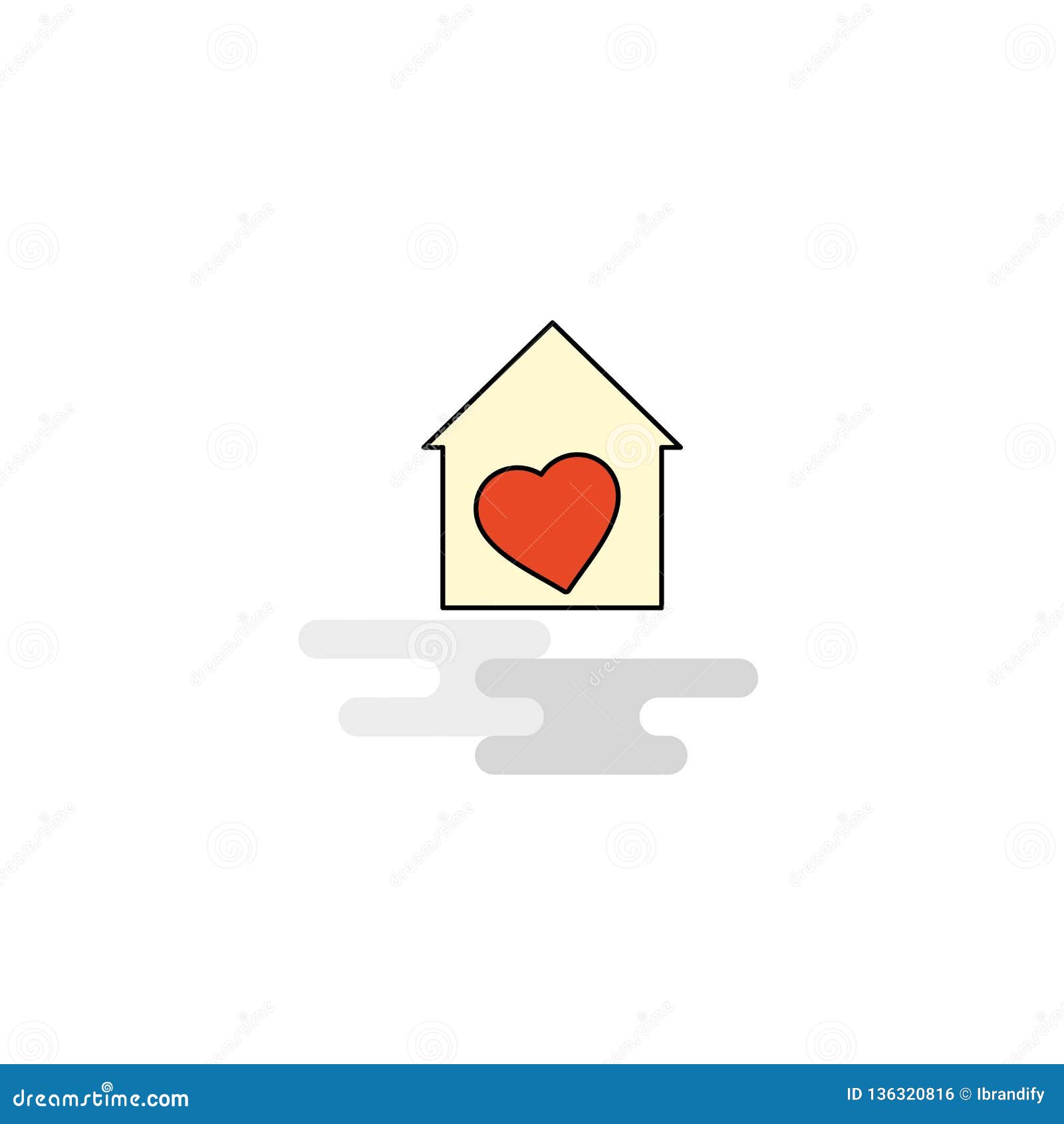 Flat Love House Icon. Vector Stock Vector - Illustration of heart ...