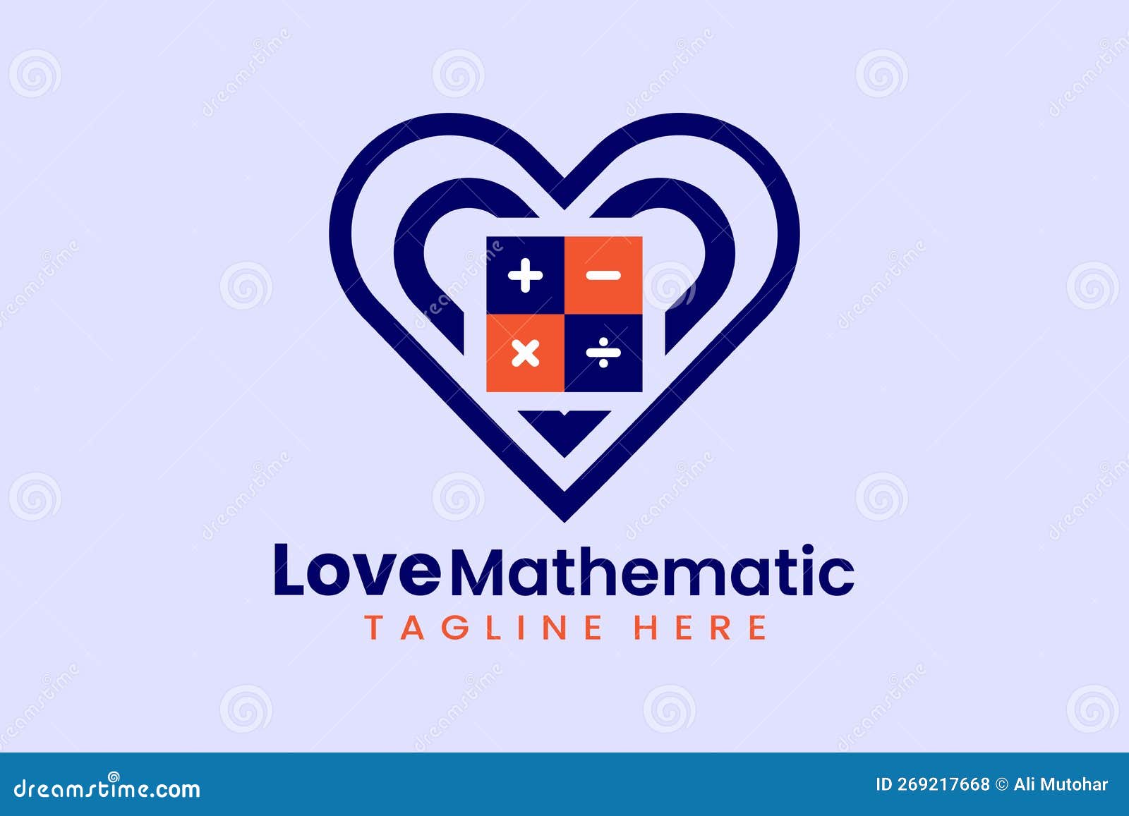 Flat Love Mathematics Logo Template Vector Design Stock Vector ...