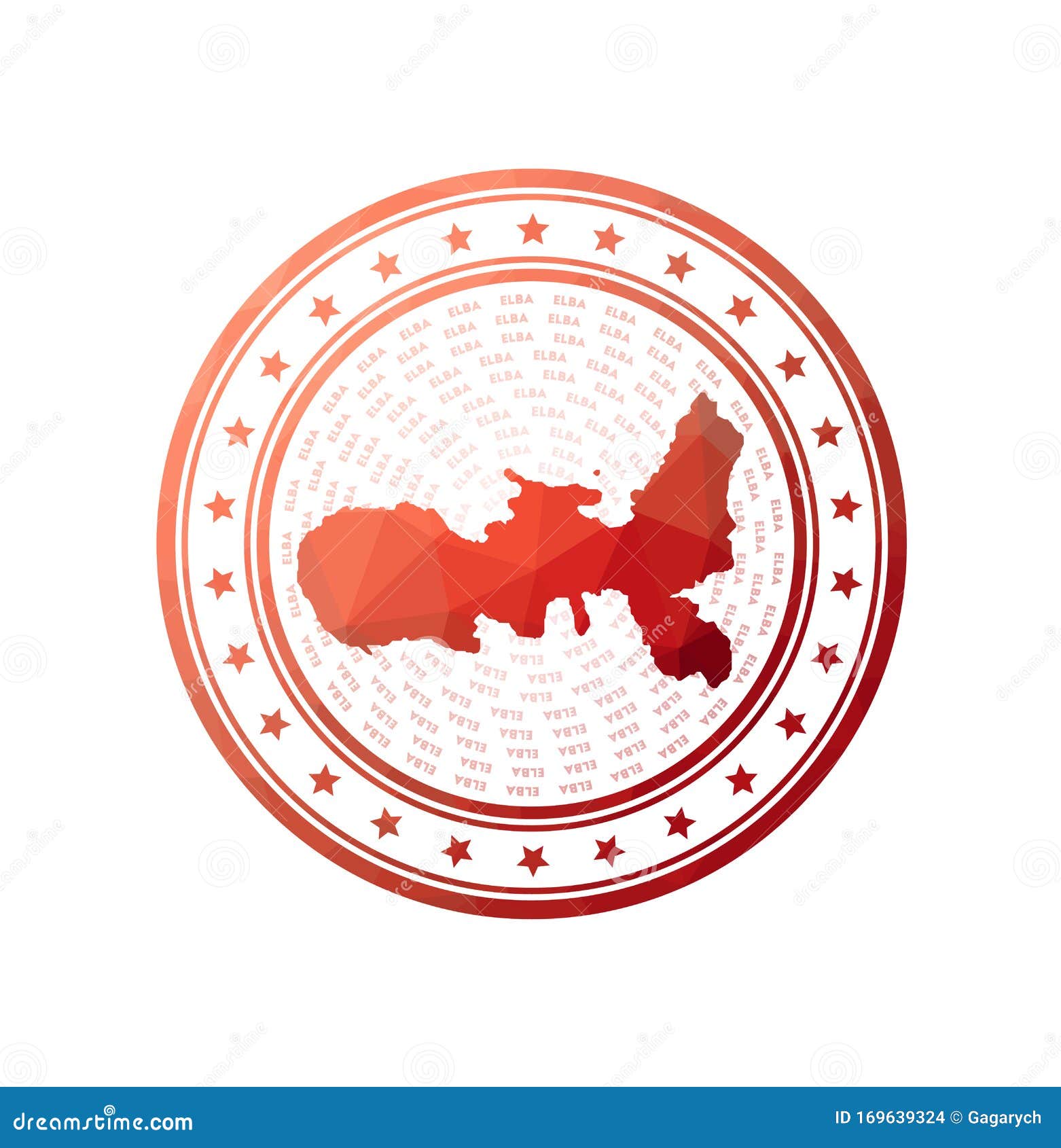 Flat Low Poly Stamp of Elba. Stock Vector - Illustration of homeland ...