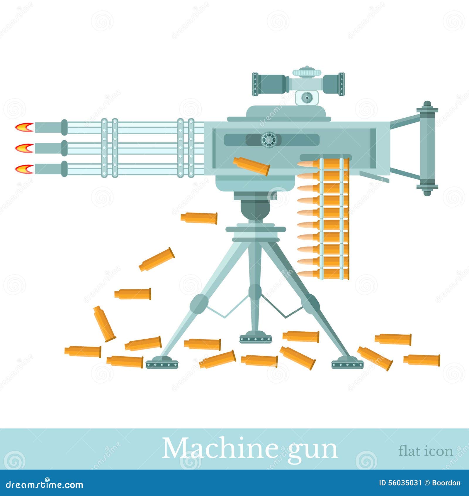 Flat Machine Gun with Machine-gun Belt and Sleeve Stock Vector ...