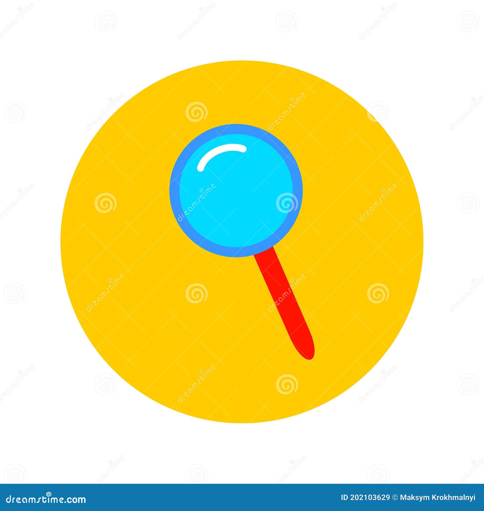 Flat Magnifier Icon With Lens Flare On Glass. Loupe Tool Vector Search ...