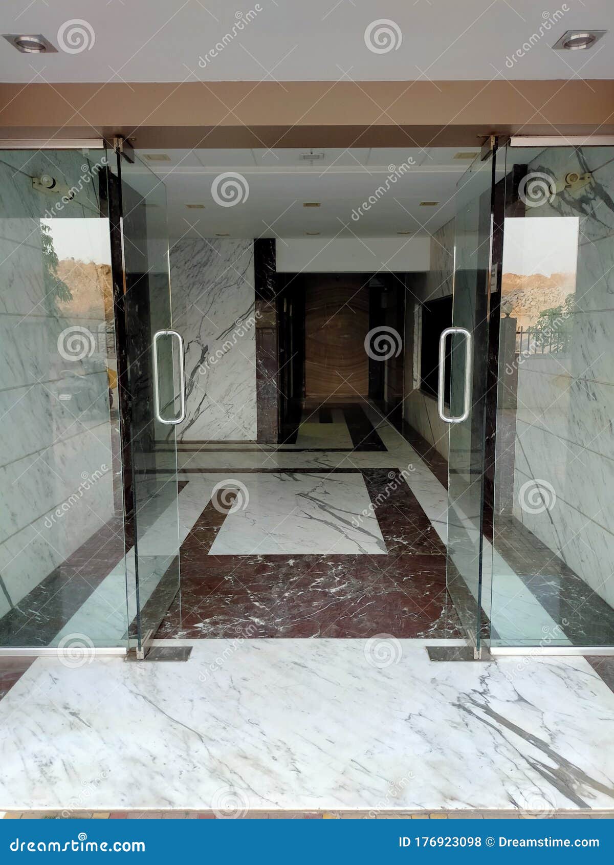 Flat Main Gate View Glass Doors Stock Photo - Image of flat, gate ...