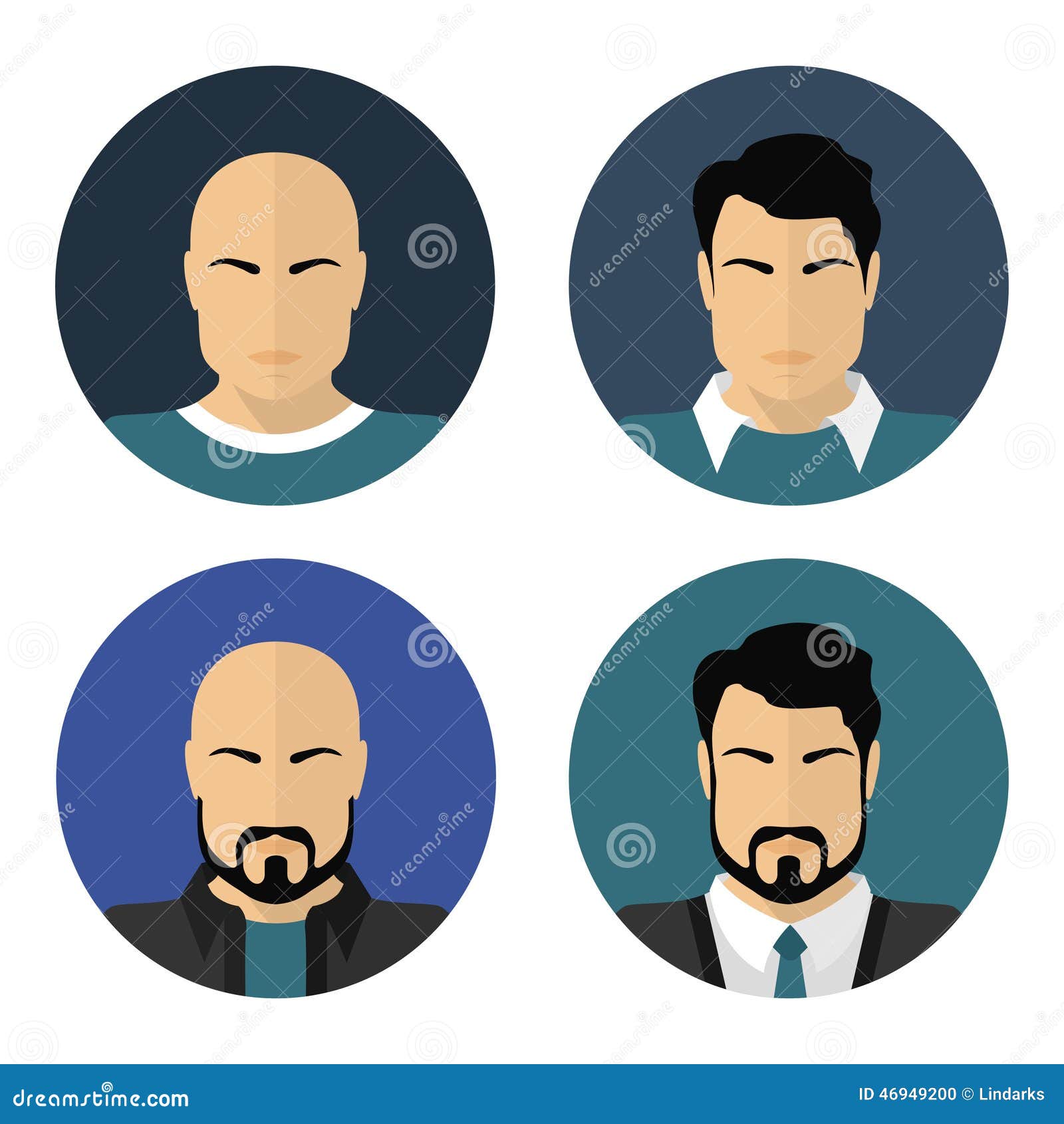 Flat Male Faces. Vector Circle Icons Stock Vector - Illustration of ...