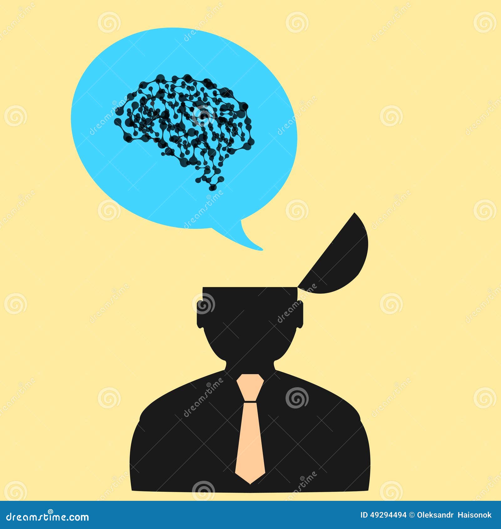 Flat Man and His Brain. Vector Illustration Stock Vector - Illustration ...