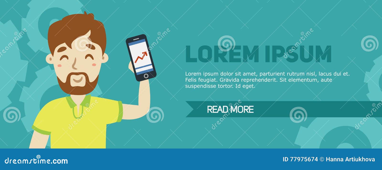 Flat man mobile banner stock illustration. Illustration of flat - 77975674