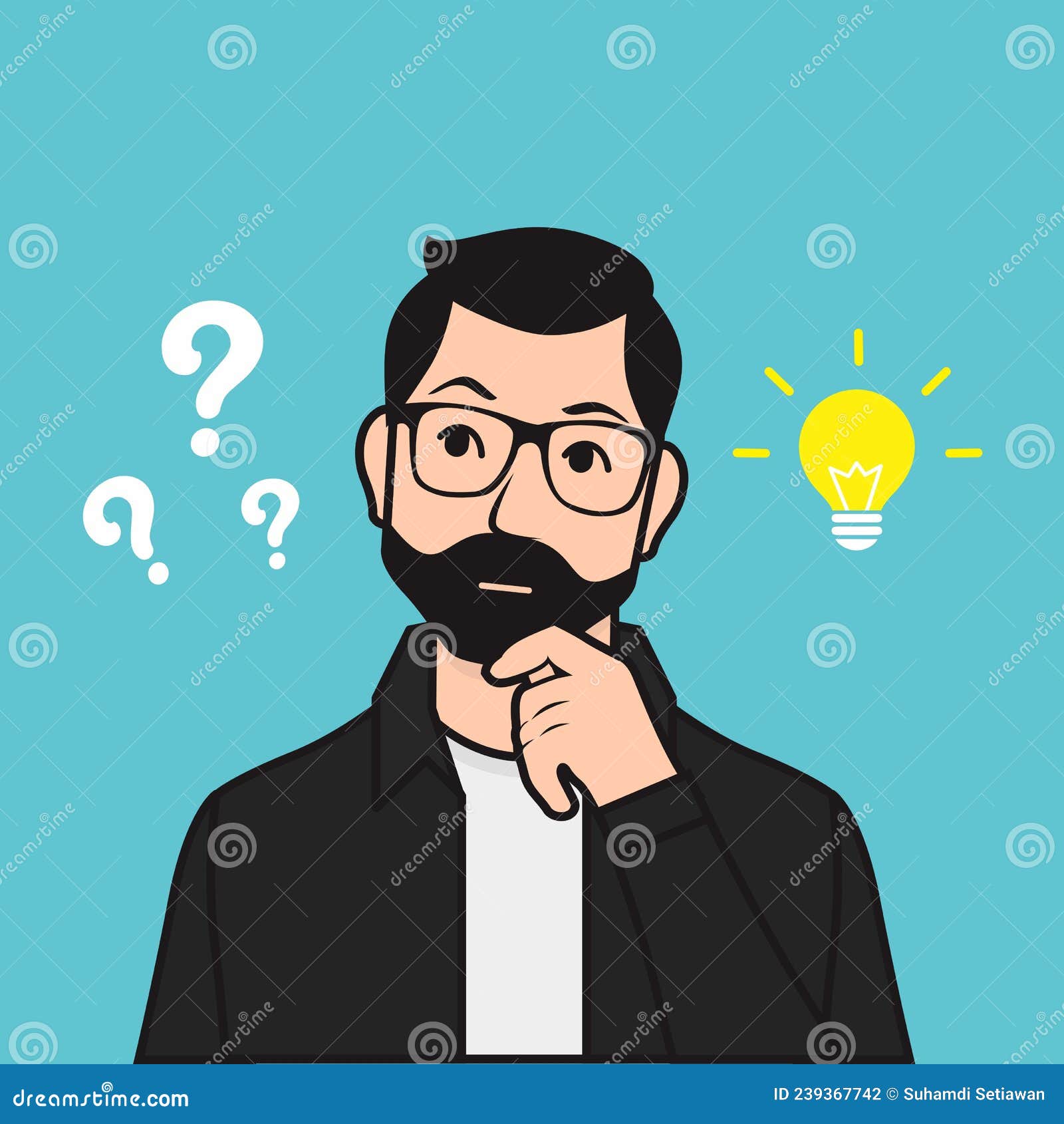 Flat Man Thinking Vector Illustration Stock Vector - Illustration of ...