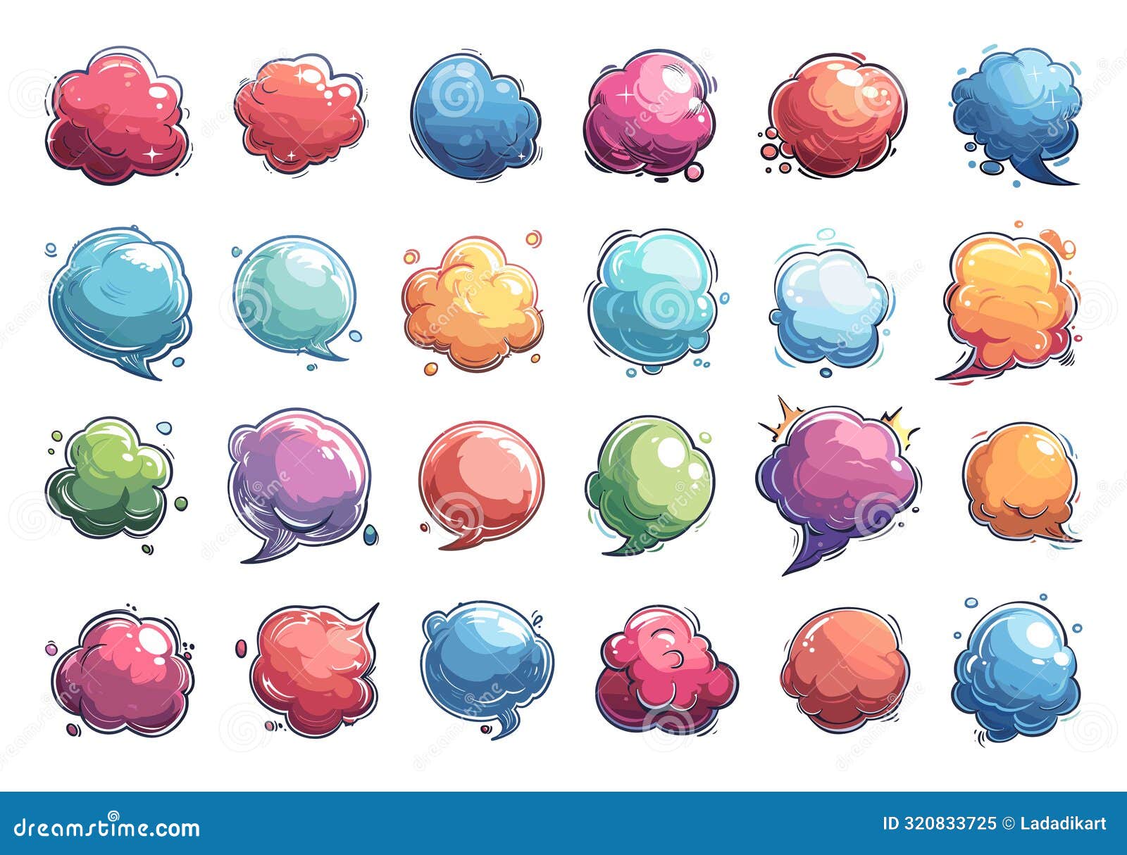 Flat Manga Comic Bubbles Set. Speech, Balloon, Bubble, Chat, Talk ...