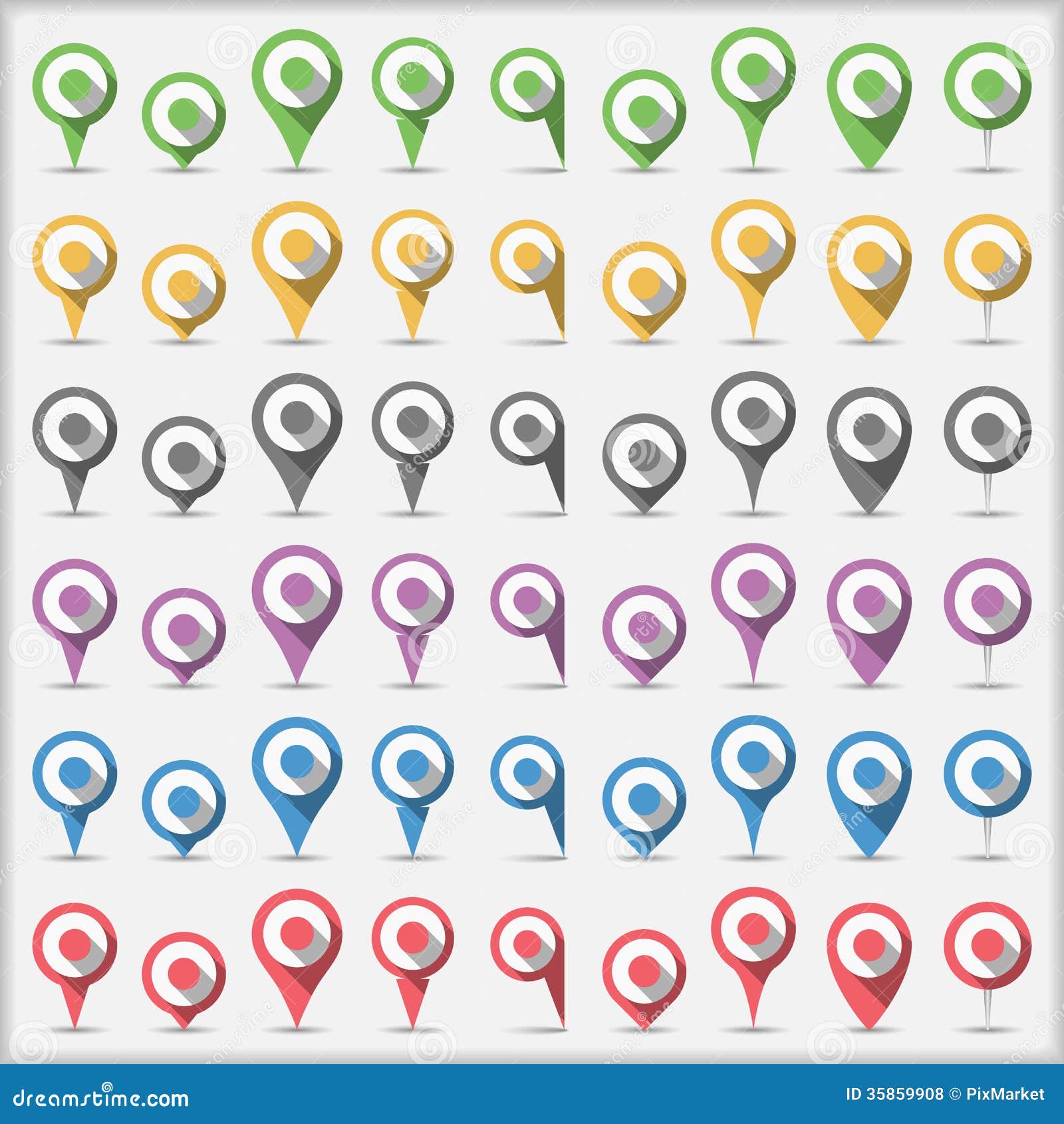 Flat Map Markers stock vector. Illustration of internet - 35859908