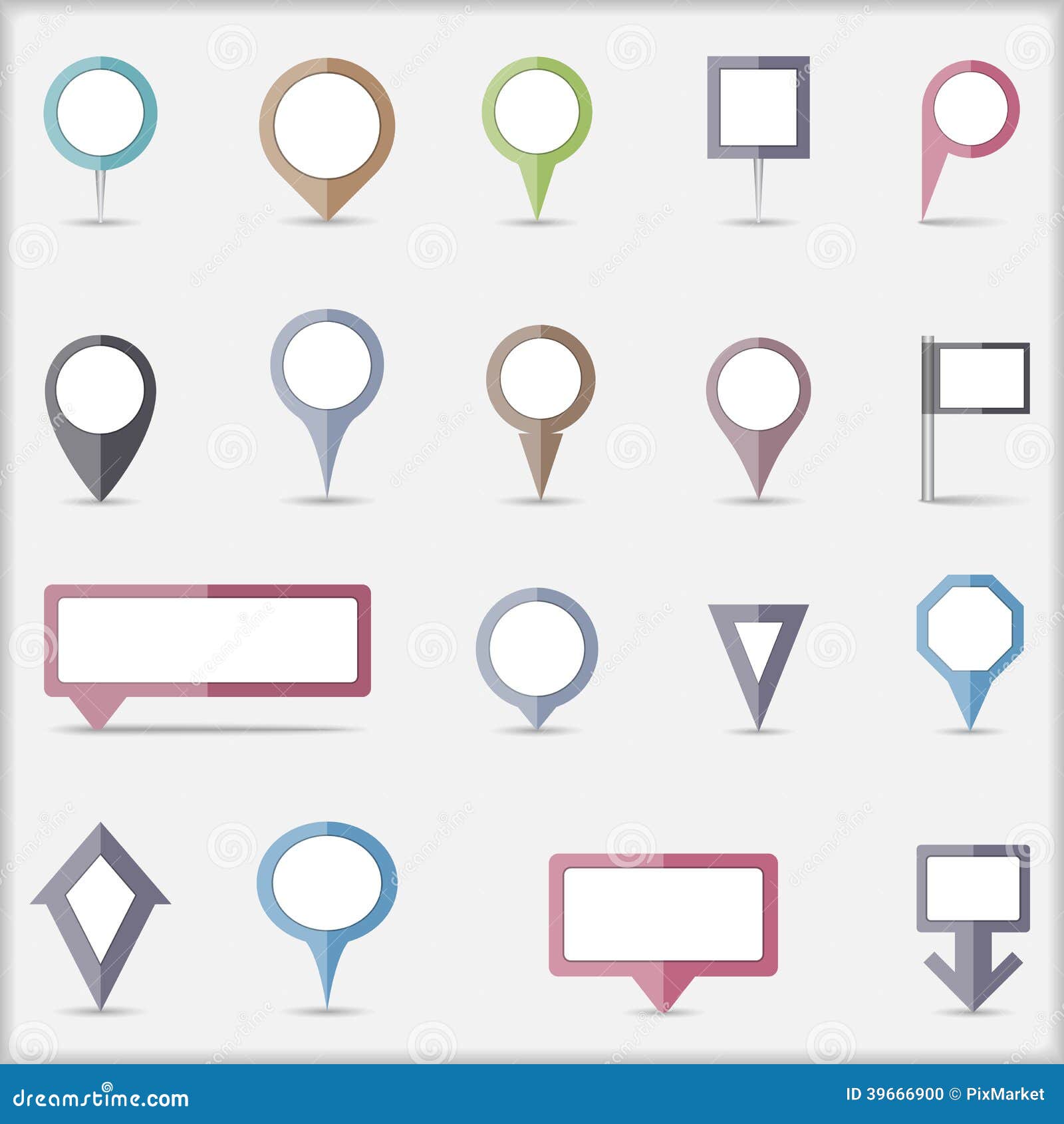 Flat Map Markers stock vector. Illustration of shadow - 39666900