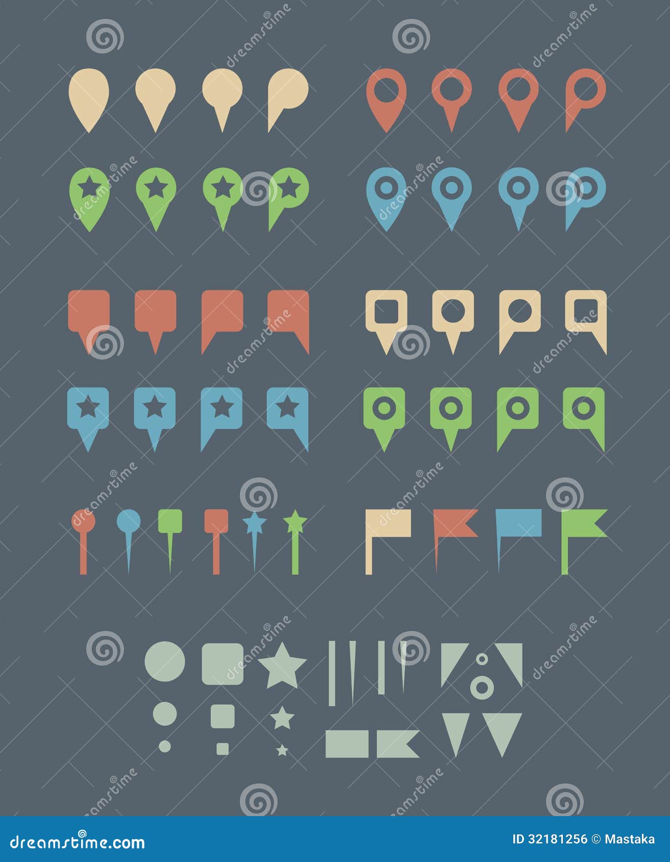 Flat Map Pins. stock vector. Illustration of emblem, label - 32181256