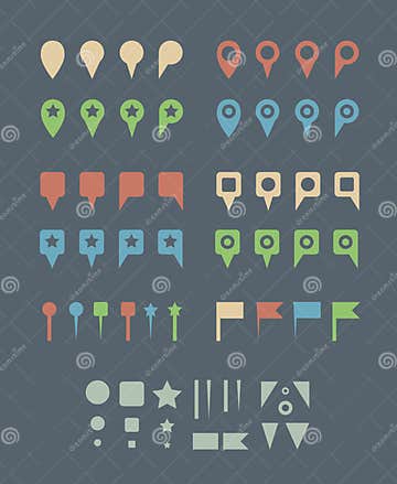 Flat Map Pins. stock vector. Illustration of emblem, label - 32181256