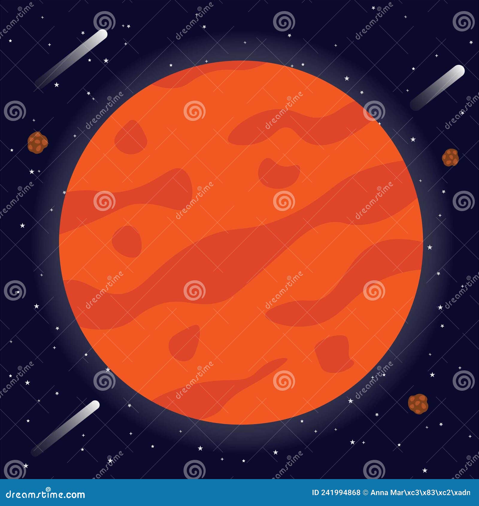 Flat Mars Planet stock illustration. Illustration of bright - 241994868