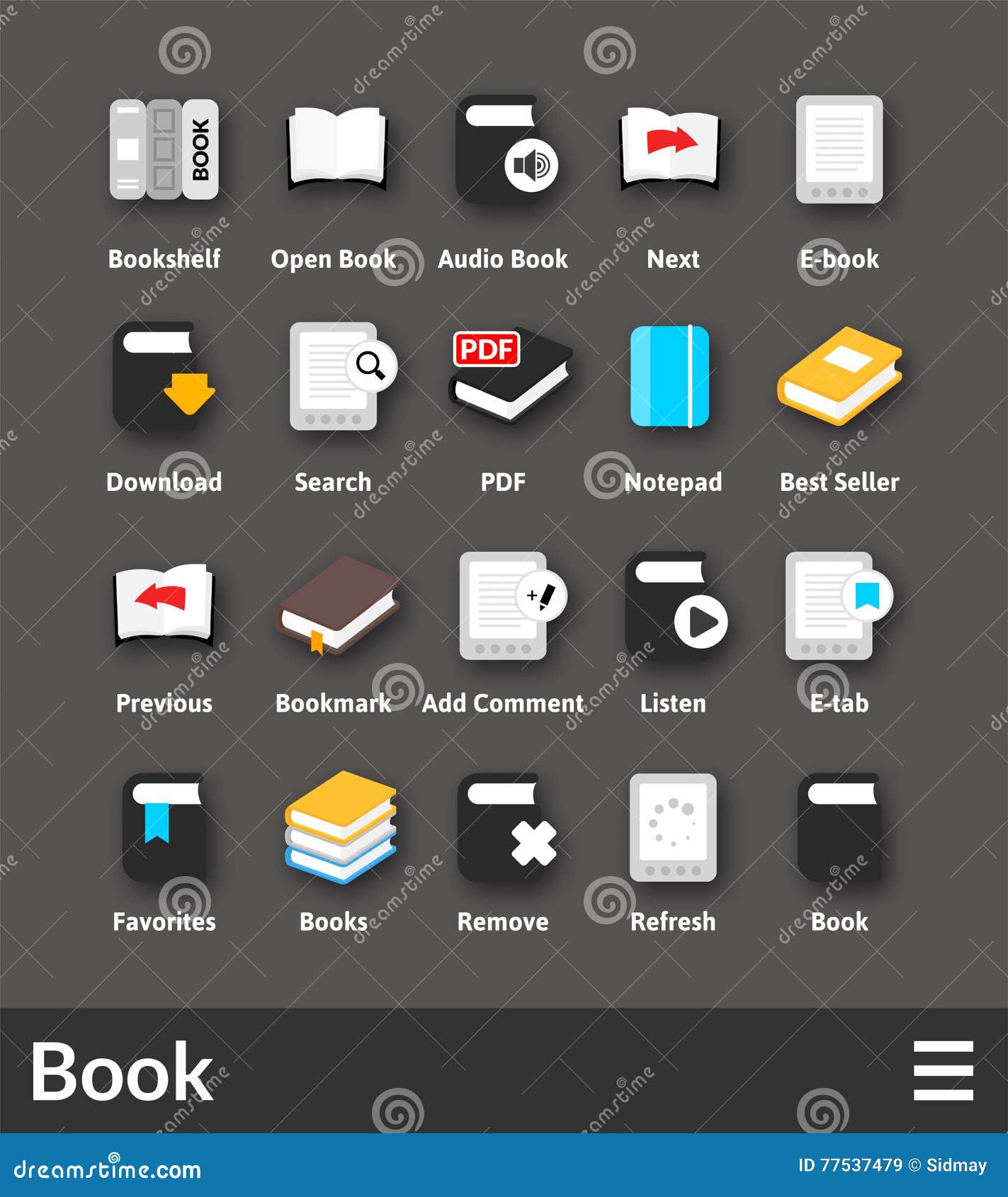 Flat Material Design Icons Set Stock Vector - Illustration of interface ...