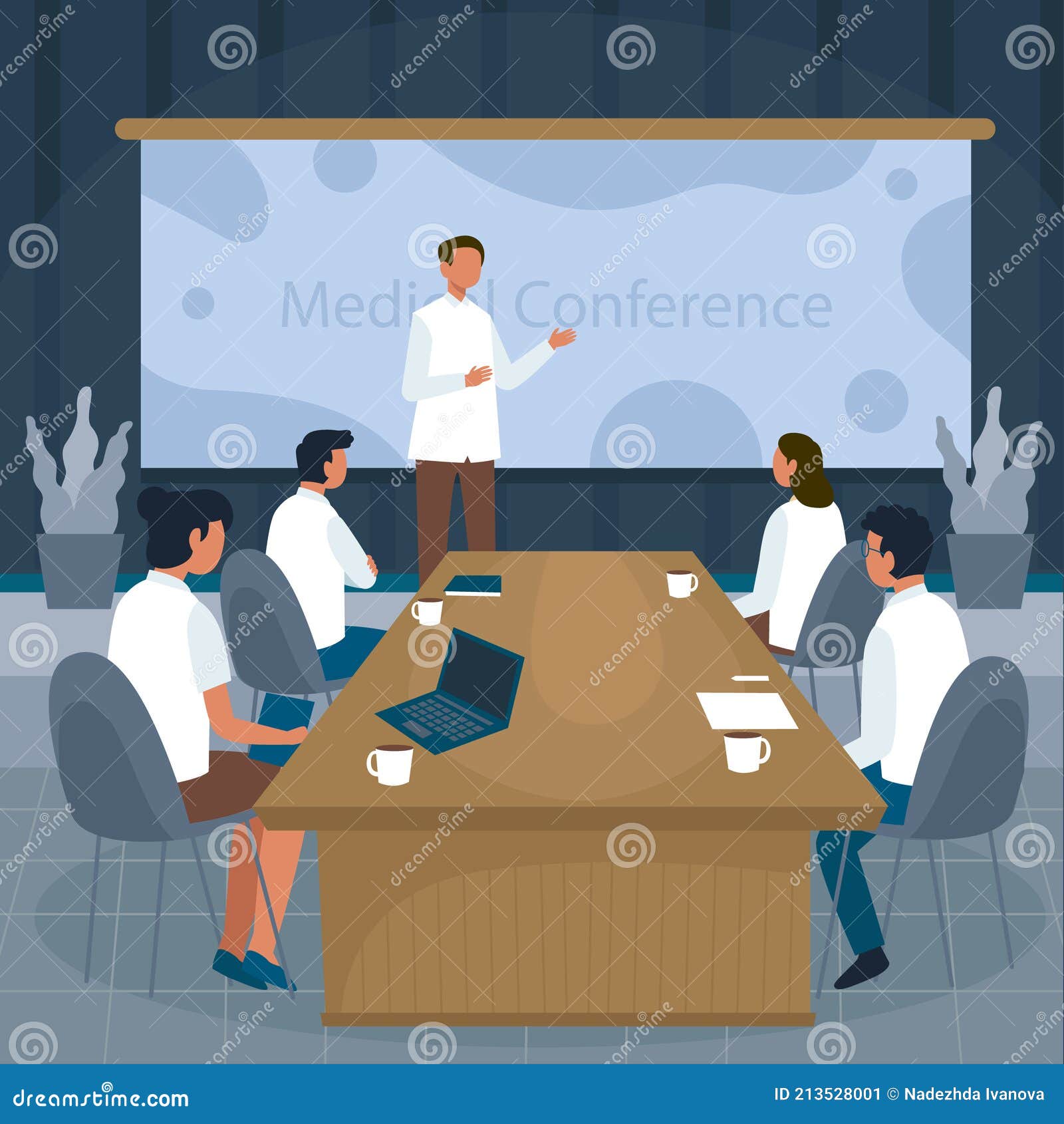 Flat Medical Conference Vector Illustration. Stock Vector ...