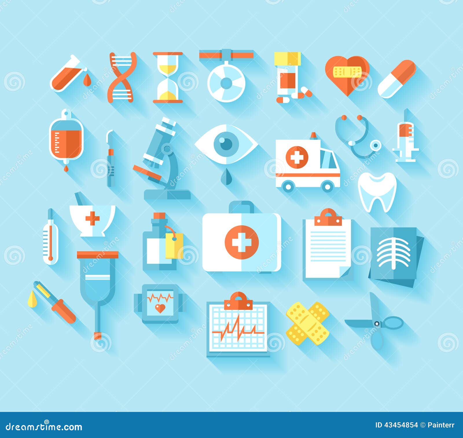 Flat medical icons set. stock illustration. Illustration of medical ...