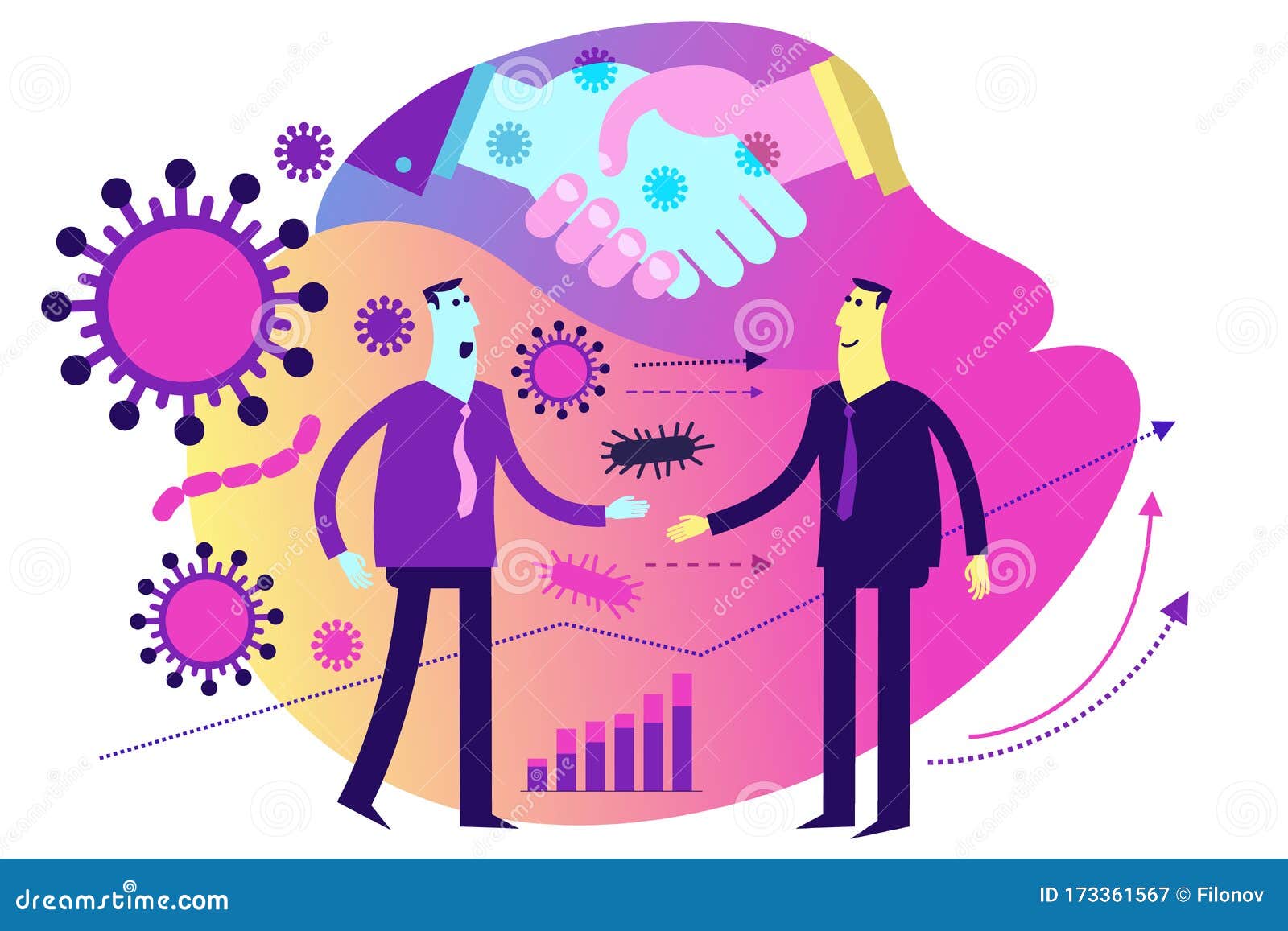 Medical Illustration on the Theme of the Epidemic: Handshake in Which ...