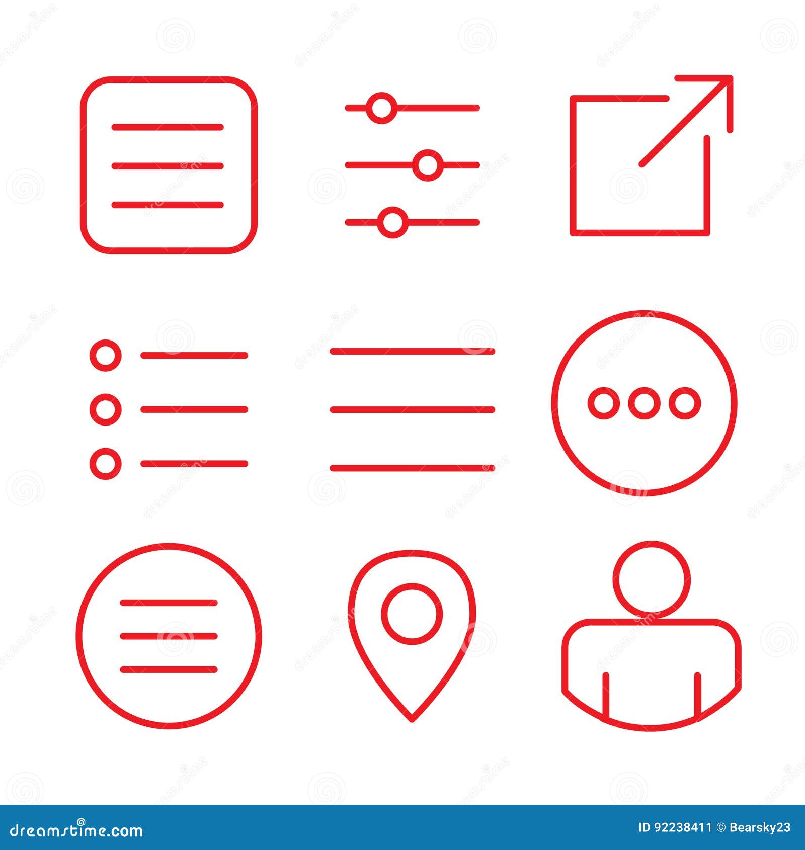 Flat Menu Icon Illustration for Website Navigation Stock Vector ...