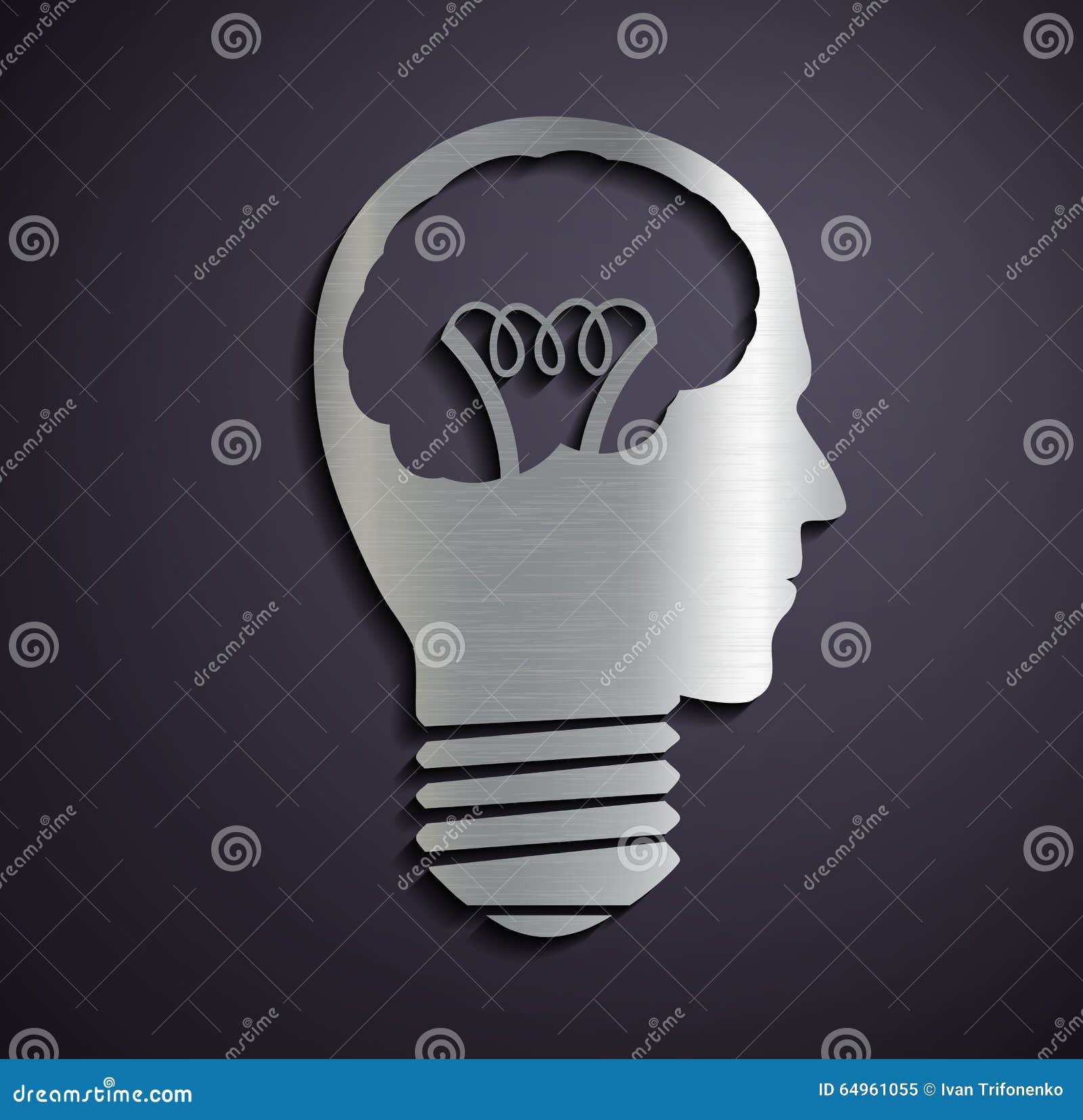 Flat Metallic Logo Bulb of a Human Head. Stock Vector - Illustration of ...