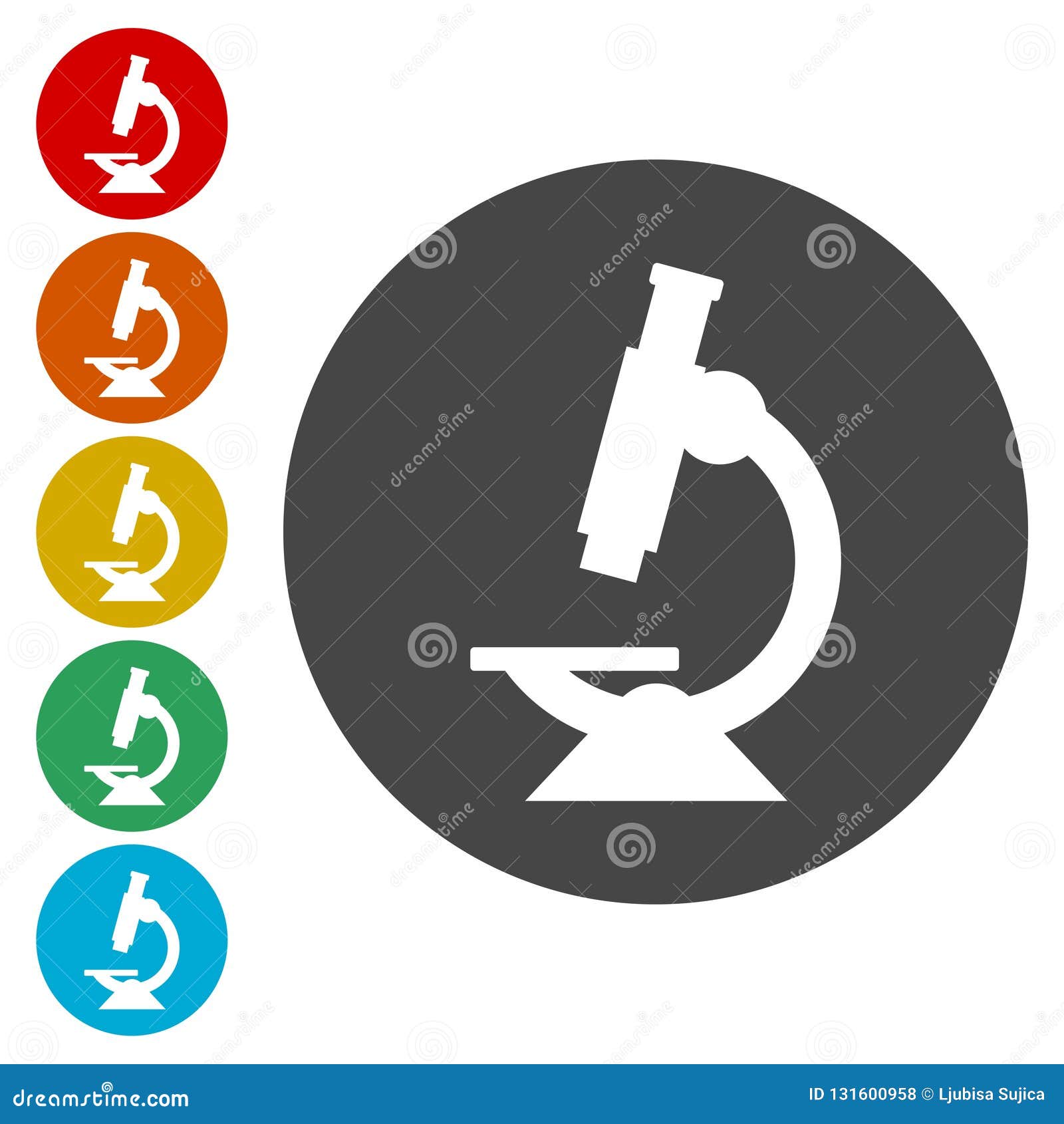 Microscope Circle Icons With Shadow Cartoon Vector | CartoonDealer.com ...