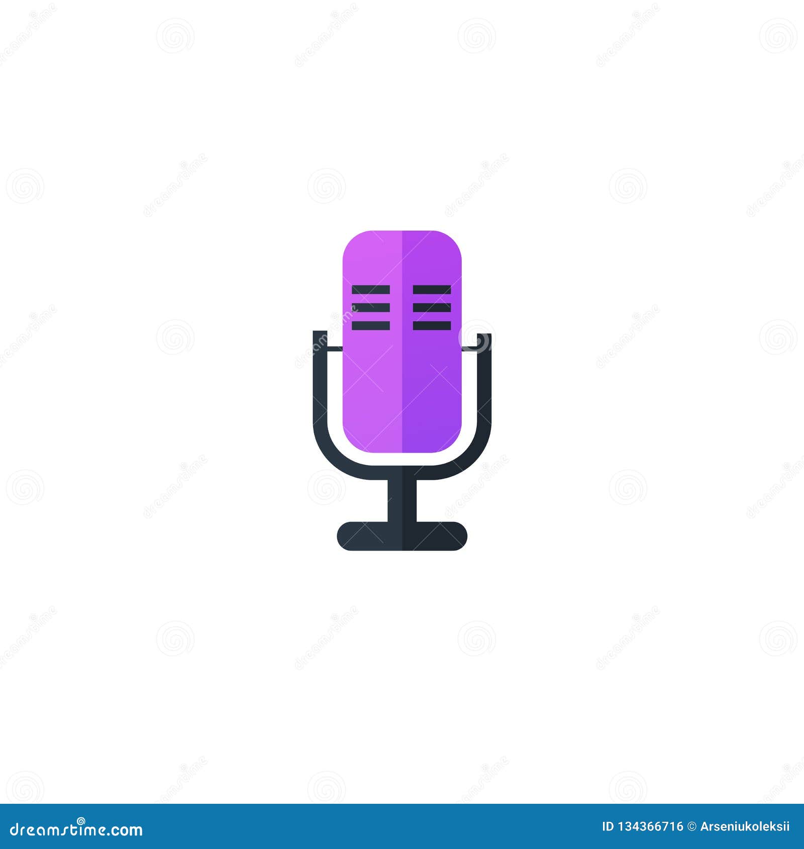 Flat Mike Icon Illustration Isolated On White Background ...