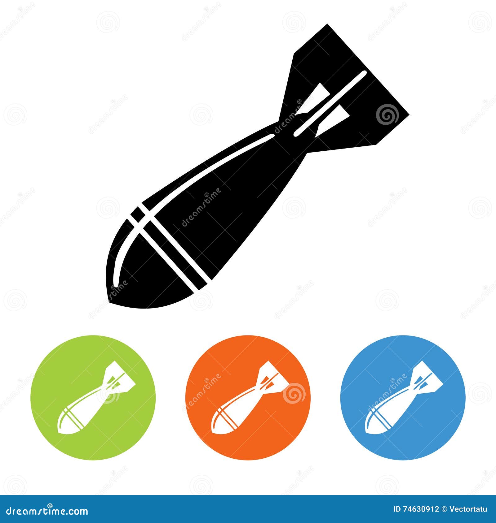 Flat Military Rocket Icons Set Stock Vector - Illustration of icon ...