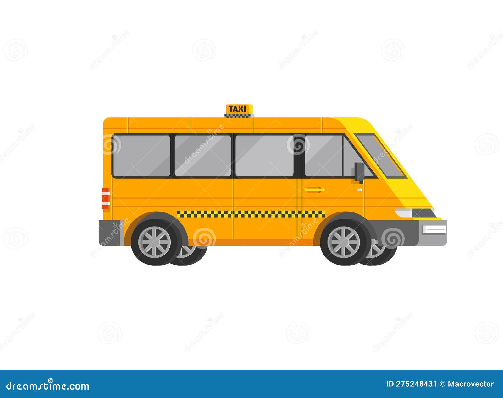 Minibus Taxi. Passenger Public Yellow Minivan Vehicle Side View Vector ...